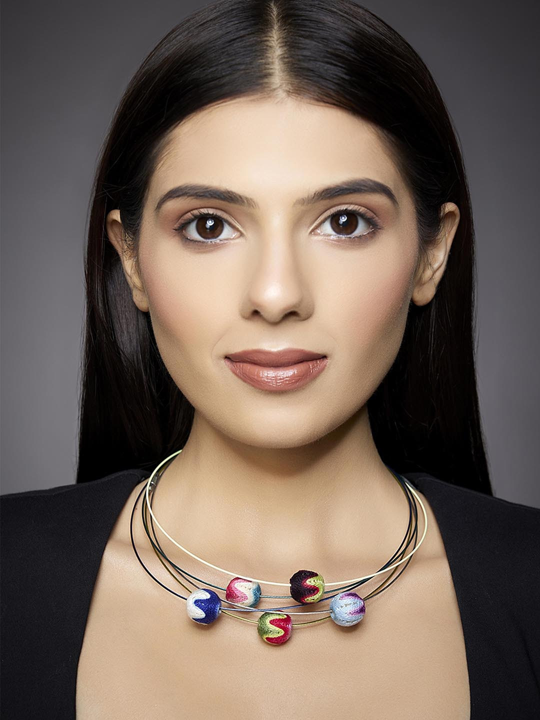 Buy Rhea Set Of 5 Rhodium Plated Thread Ball Necklaces - Necklace And ...