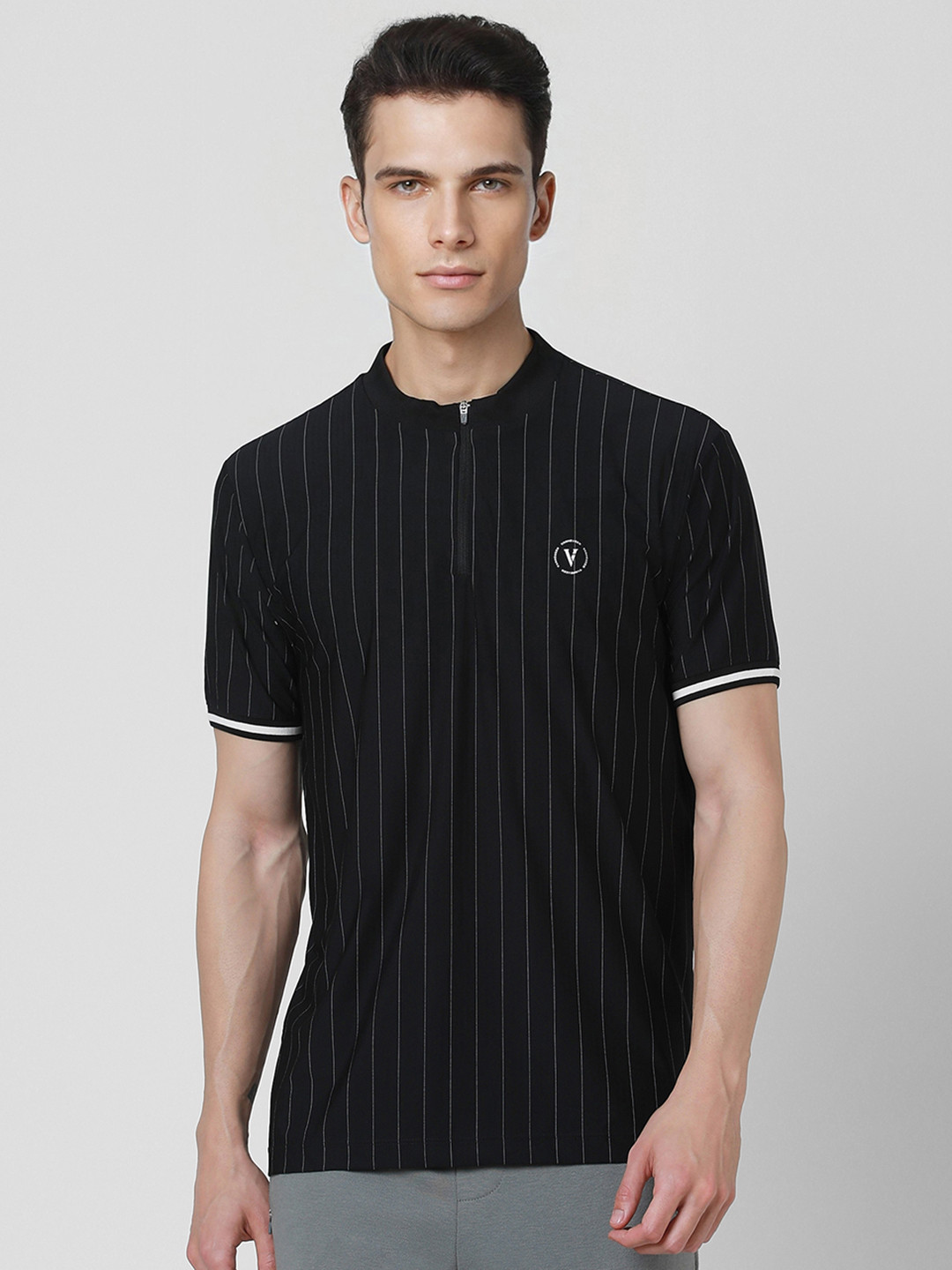 Buy Van Heusen Striped Mock Collar T Shirt - Tshirts for Men 26450222 ...