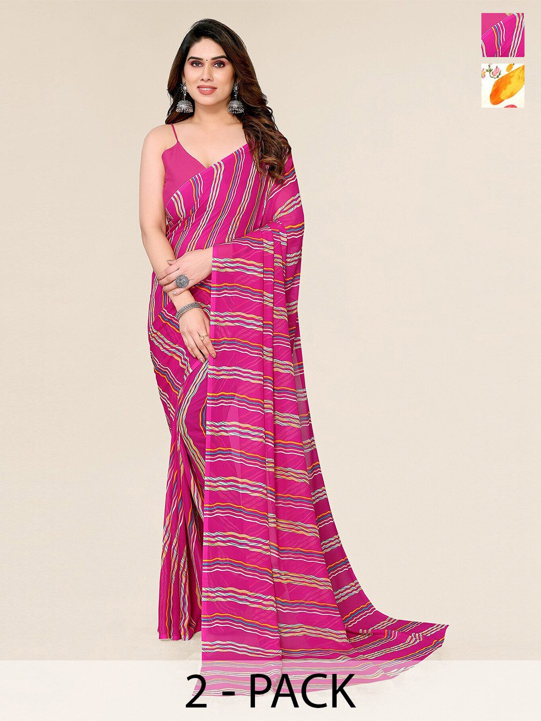Buy KALINI Selection Of 2 Printed Sarees - Sarees for Women 26458970 ...