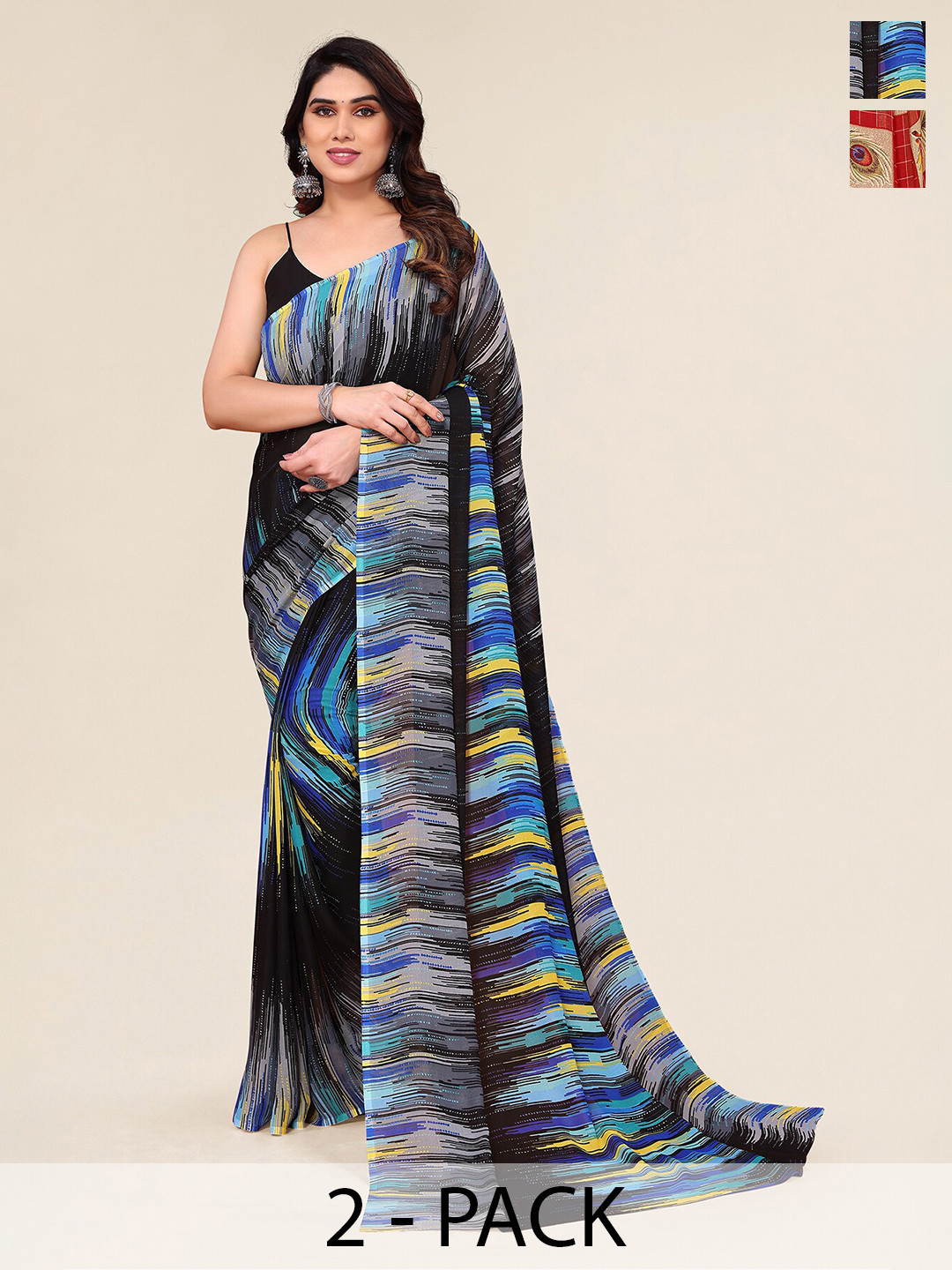 Buy KALINI Selection Of 2 Printed Sarees - Sarees for Women 26460076 ...