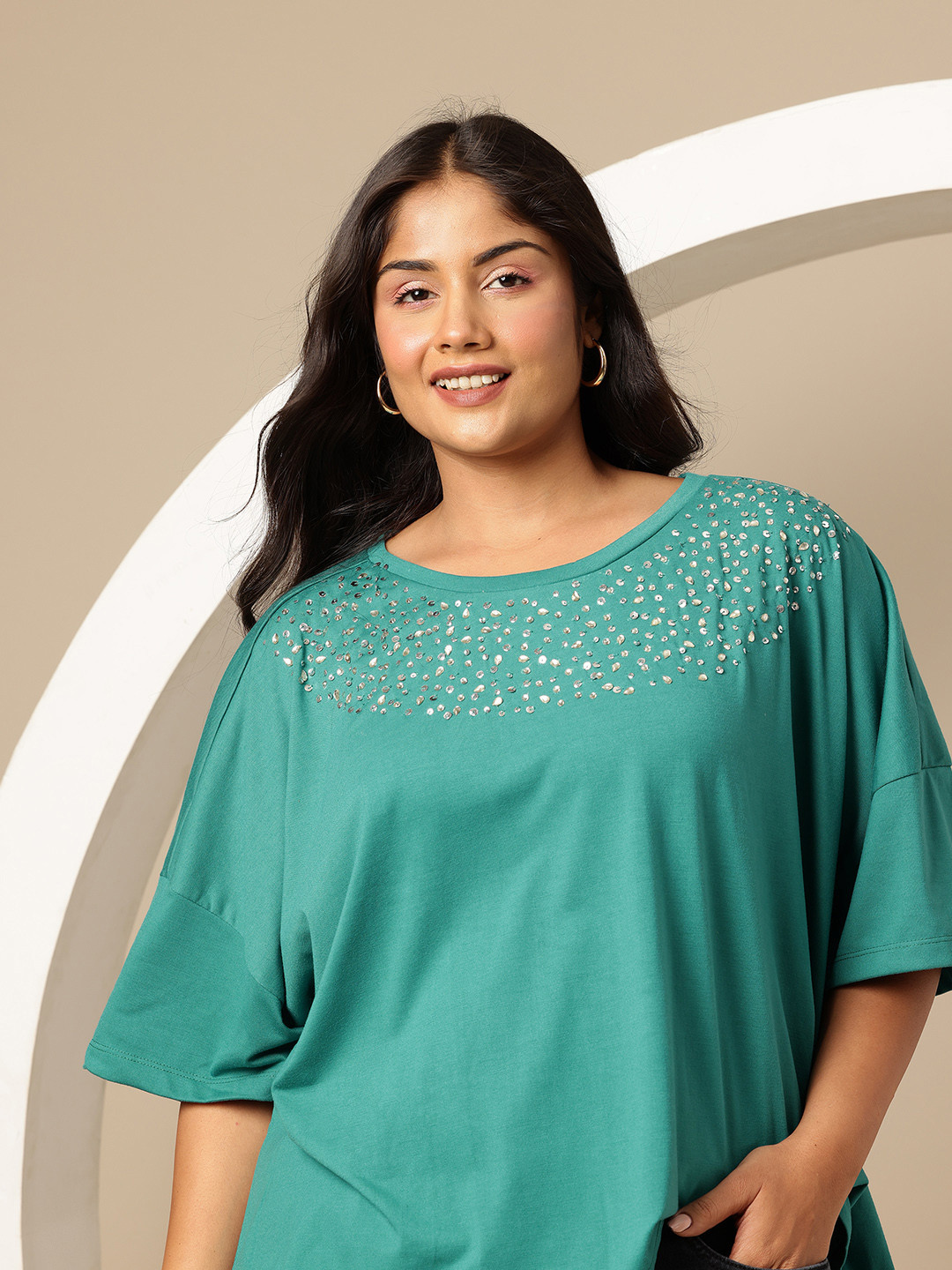Buy Sztori Plus Size Sequined Embellished Top - Tops for Women 26461552 ...