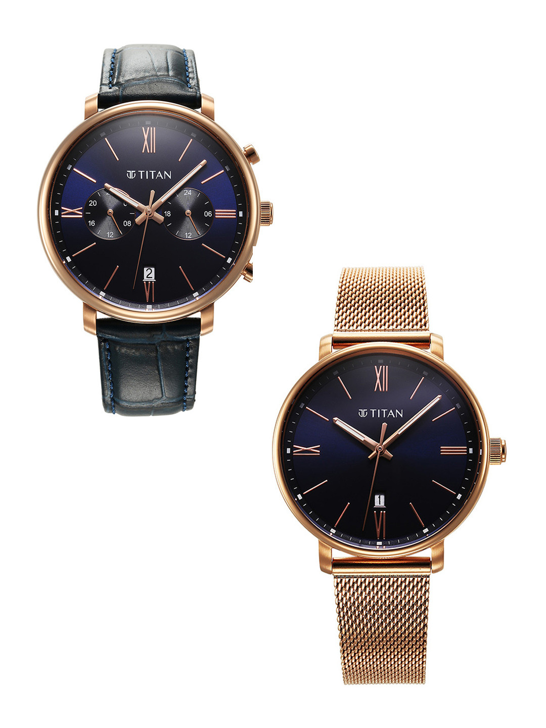 Buy Titan Brass Dial & Stainless Steel Straps Analogue His And Her ...
