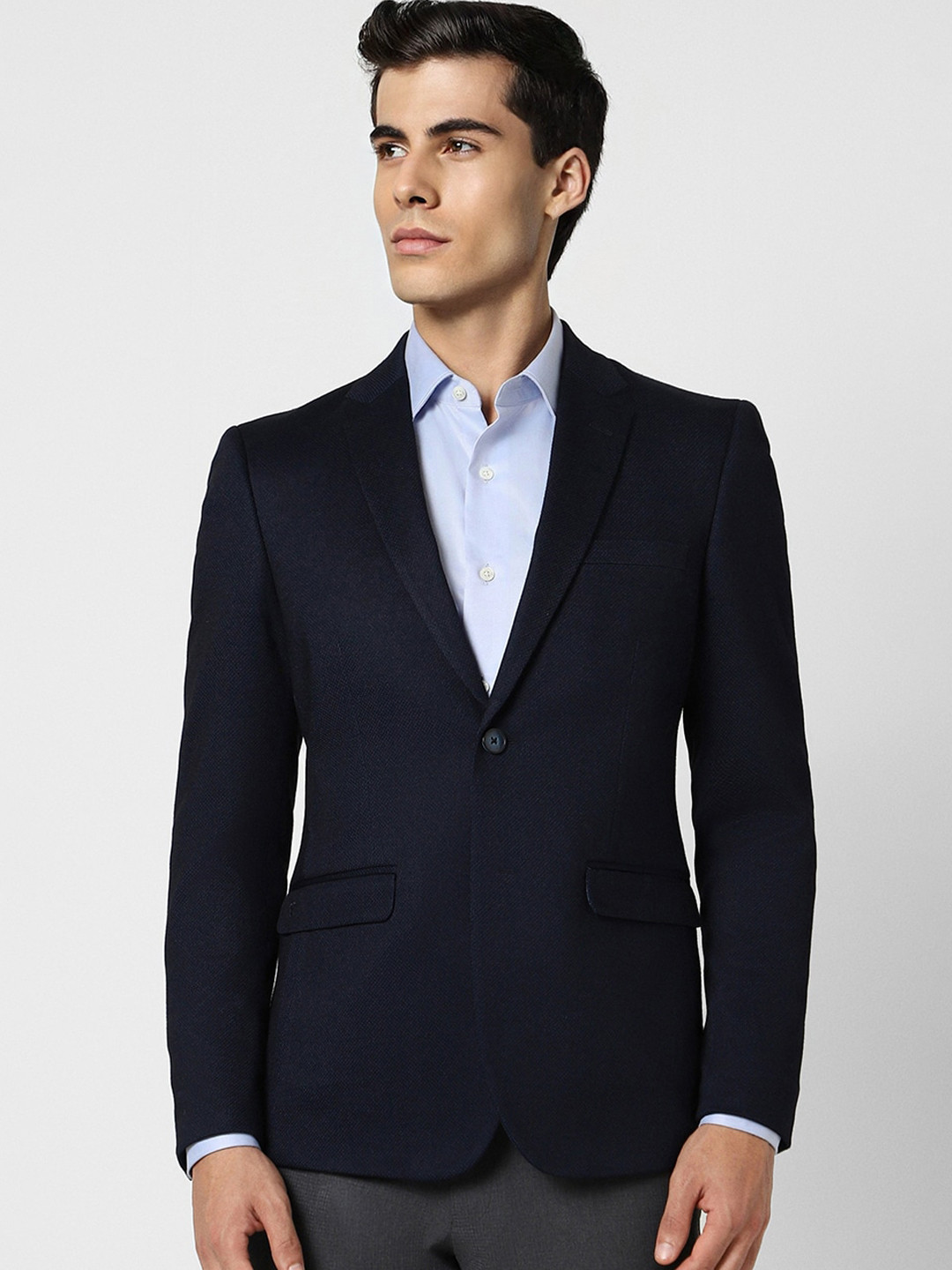 Buy Van Heusen Textured Slim Fit Single Breasted Formal Blazers ...