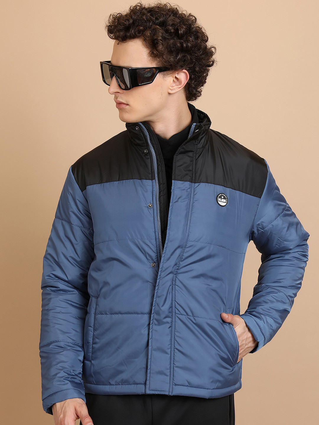 Buy HIGHLANDER Colourblocked High Neck Regular Fit Padded Jacket ...