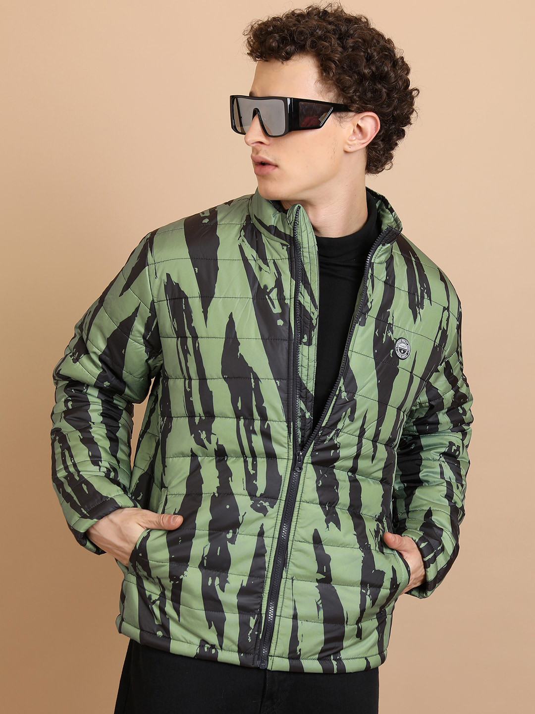Buy HIGHLANDER Abstract Printed High Neck Regular Fit Padded Jacket ...