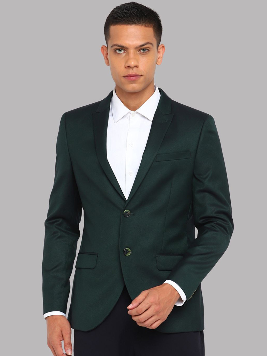 Buy Givo Peaked Lapel Collar Single Breasted Formal Blazer - Blazers ...