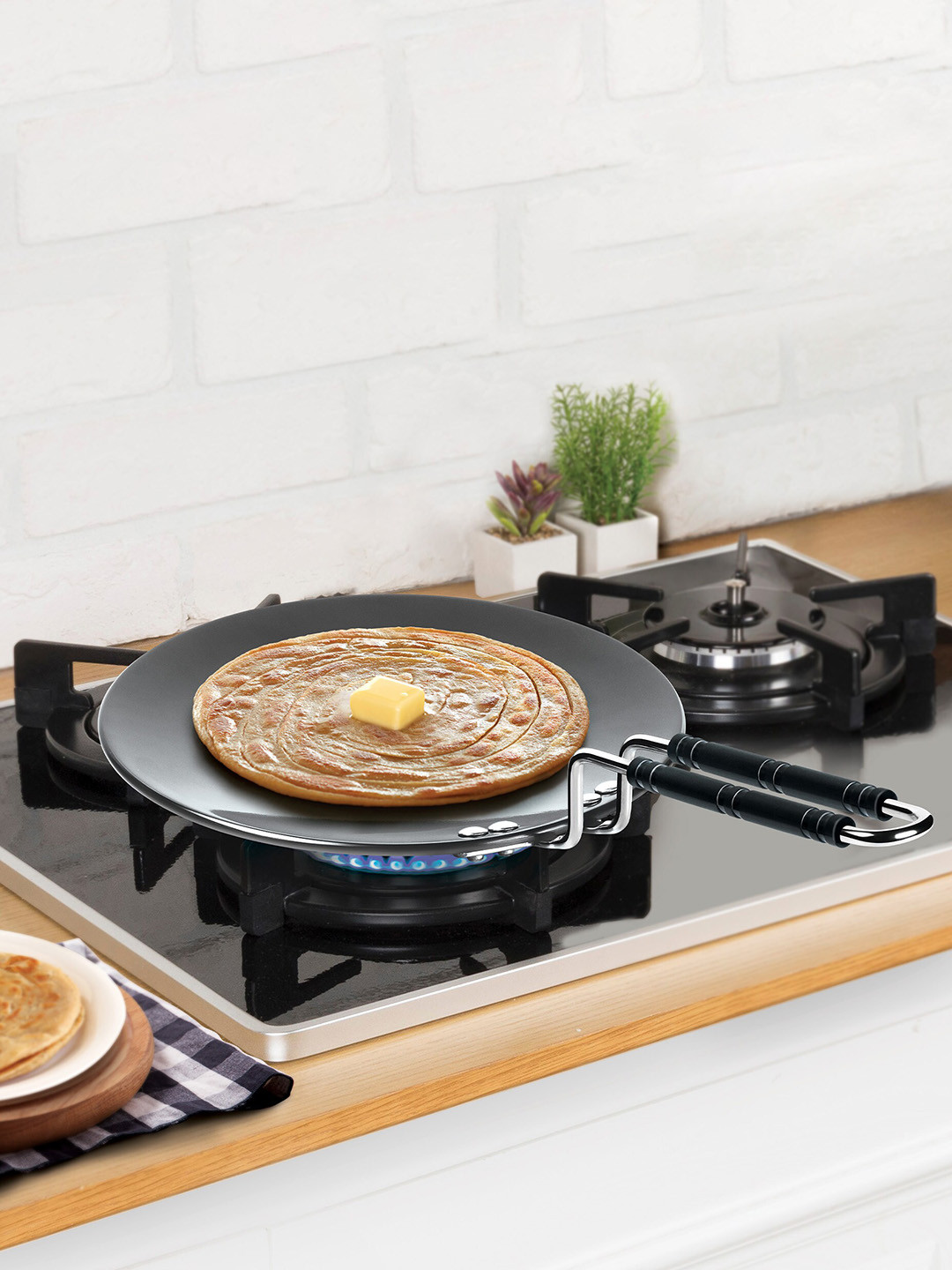 Buy Milton Grey Pro Cook Stainless Steel Hard Anodized Roti Tawa With ...