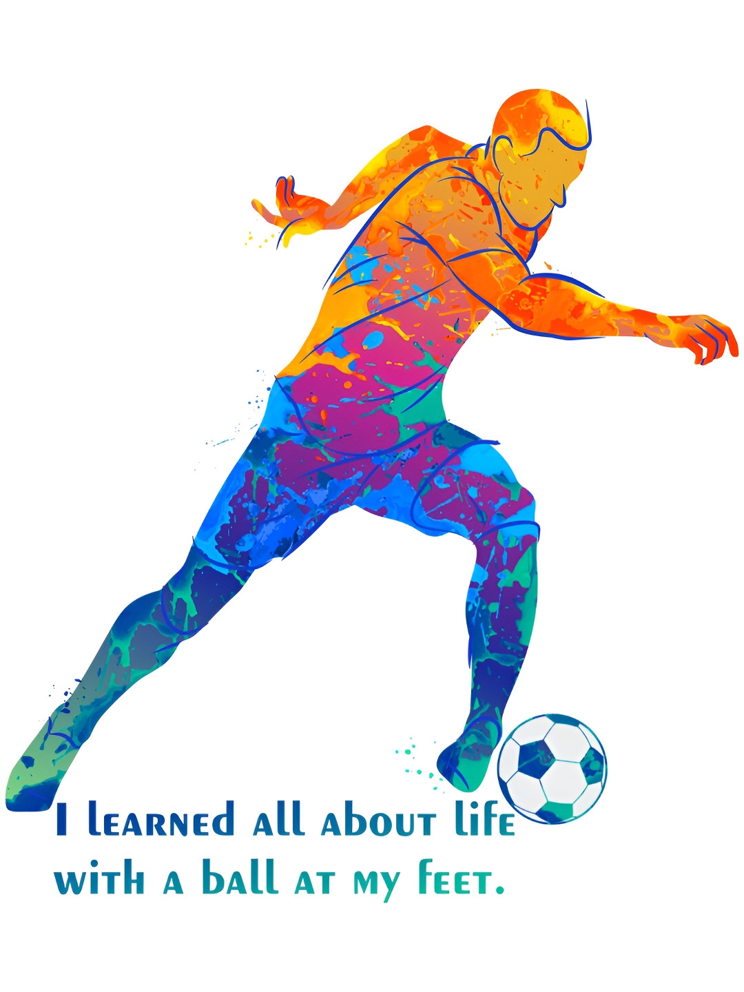 Buy CVANU Blue & Orange Football Player Painted Self Adhesive ...