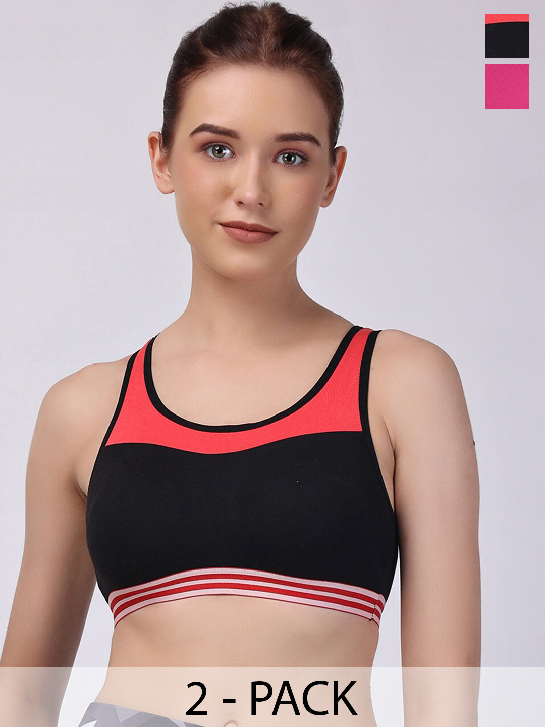 Buy Floret Pack Of 2 Colourblocked Full Coverage Seamless Training ...