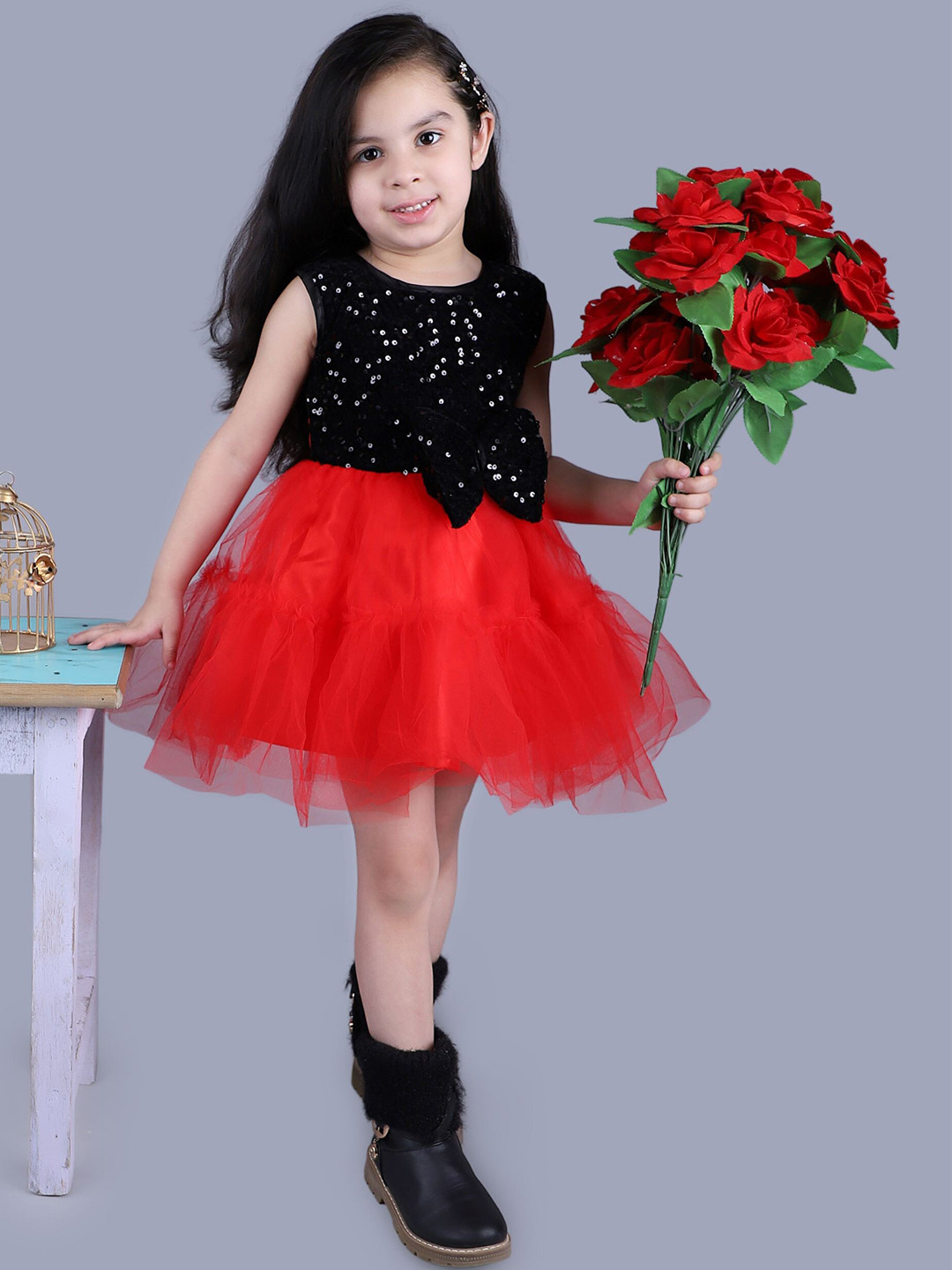 Buy BAESD Girls Geometric Embellished Sequinned Detailed Net Fit ...