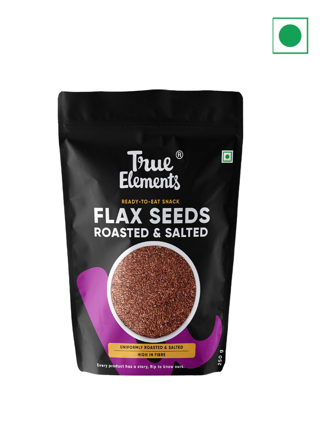 Buy True Elements Black Flax Seeds Roasted & Salted 250 Gm - Nuts Seeds ...