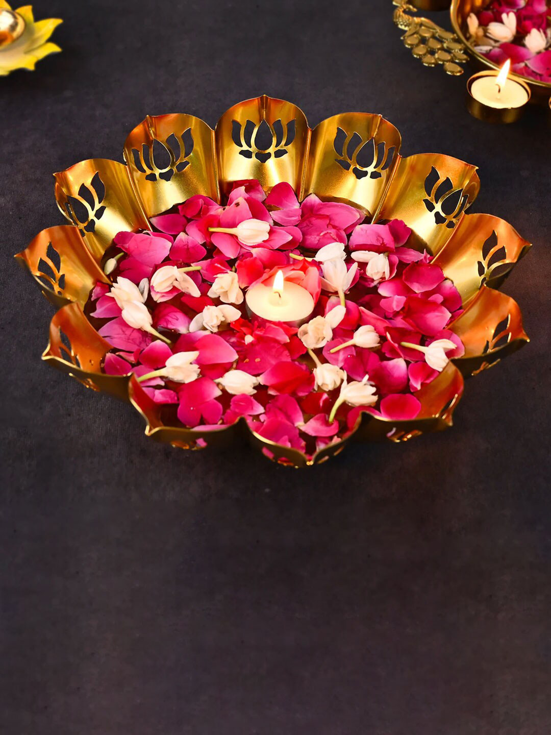 Buy DecorTwist Gold Toned Neel Metal Urli Decorative Bowls - Decorative ...