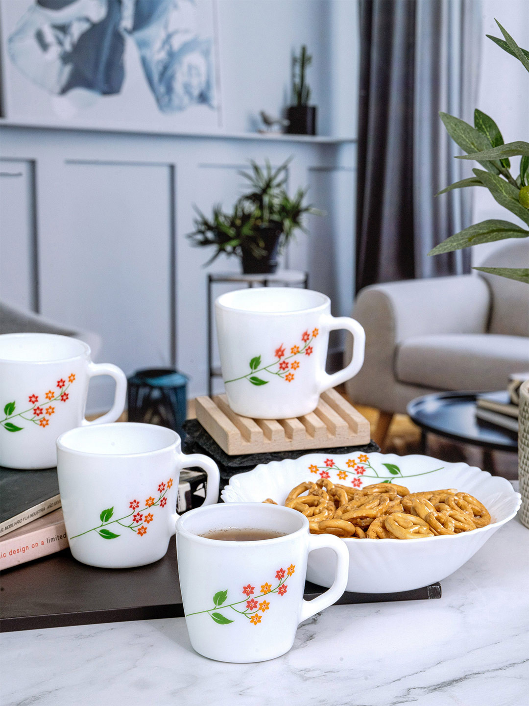 Buy Cello 5 Pieces White Opalware Tea & Coffee Mug 180ml - Cups And Mugs for Unisex 26495216 ...