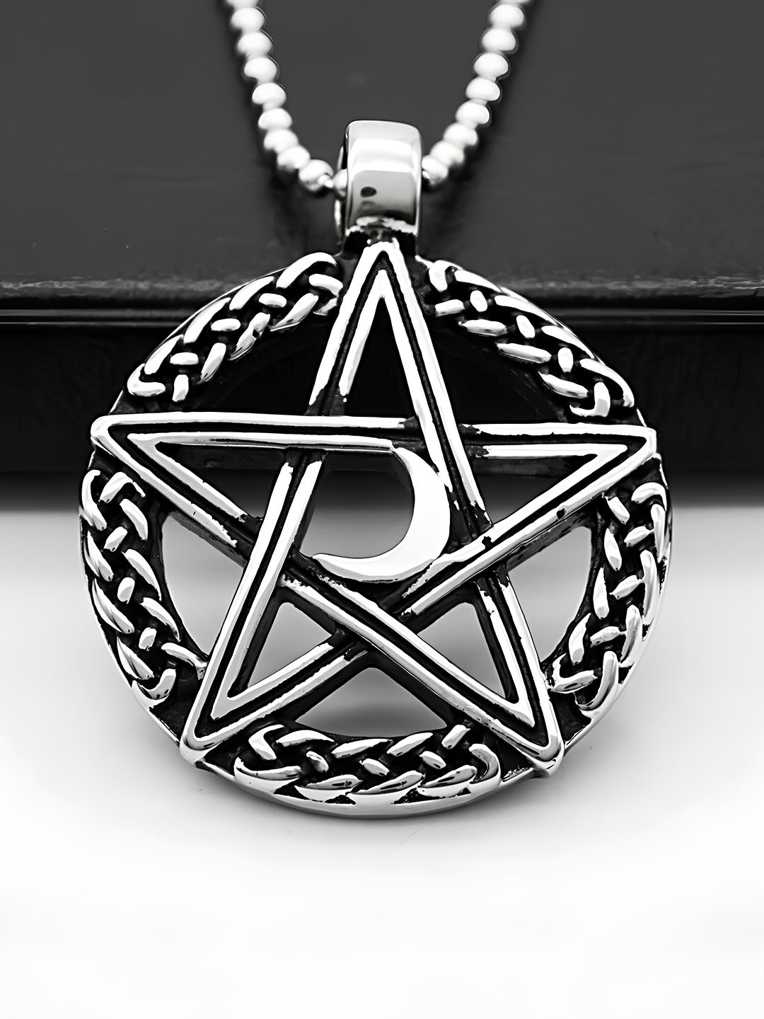 Buy KARISHMA KREATIONS Unisex Silver Plated Pentagram Circular Pendant ...