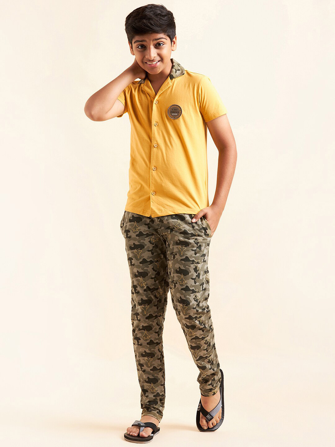 Buy Sweet Dreams Boys Mustard Yellow Olive Green Printed Pure Cotton ...