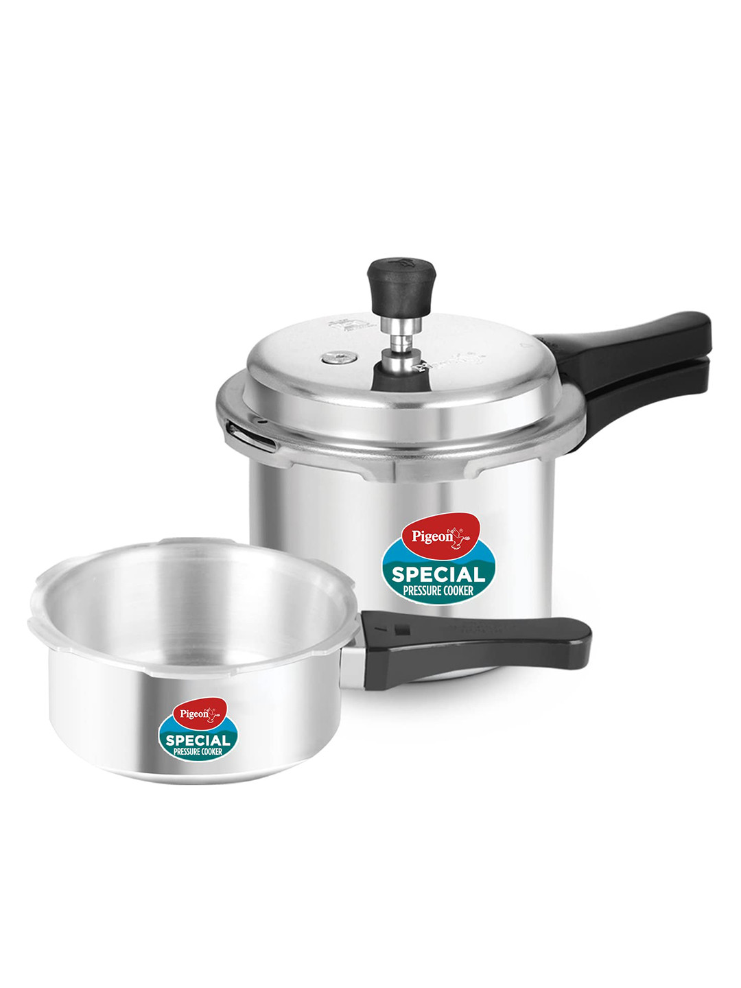 Buy Pigeon Set Of 2 Aluminium Outerlid Pressure Cookers With Non ...