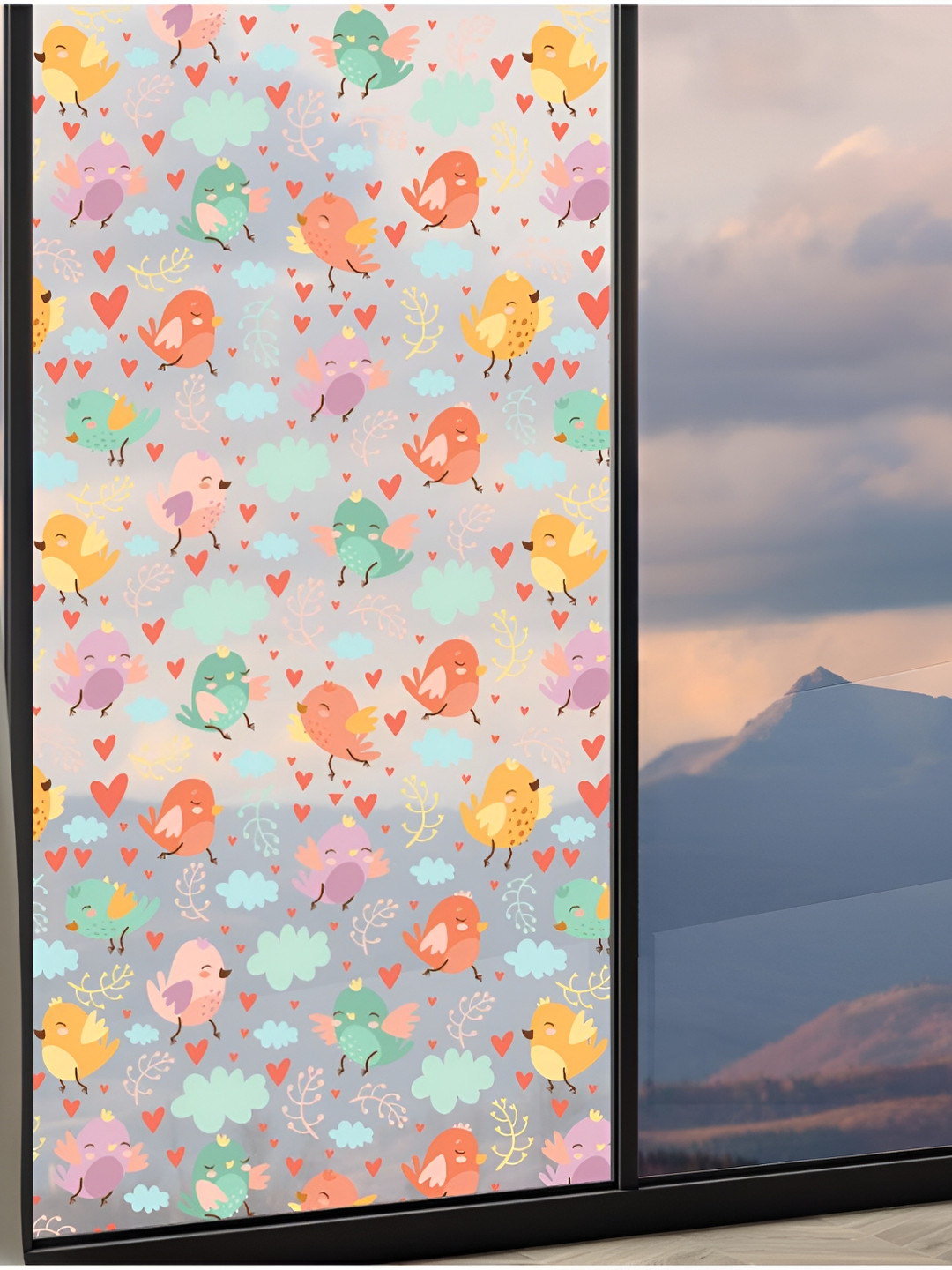 Buy CVANU Yellow & Green Birds Printed Self Adhesive Window Sticker ...