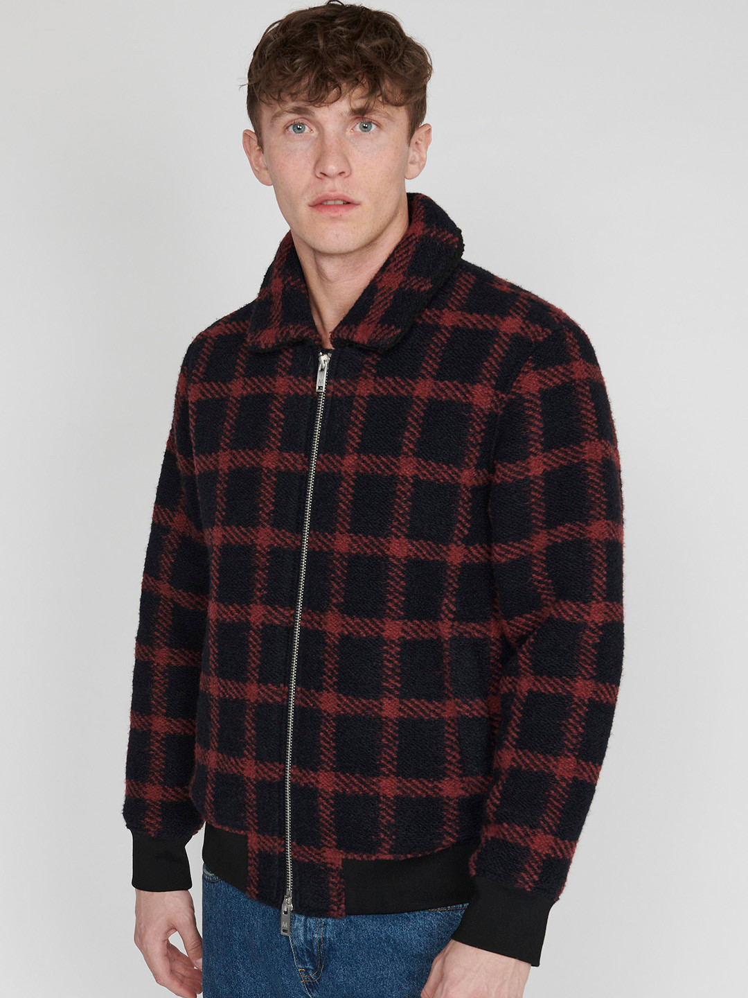 Buy Matinique Checked Spread Collar Bomber Jacket - Jackets for Men ...