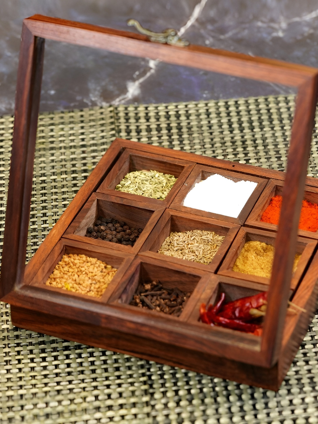 Buy Freakway Brown Wooden Square Spice Box 50ML - Spice Box for Unisex ...