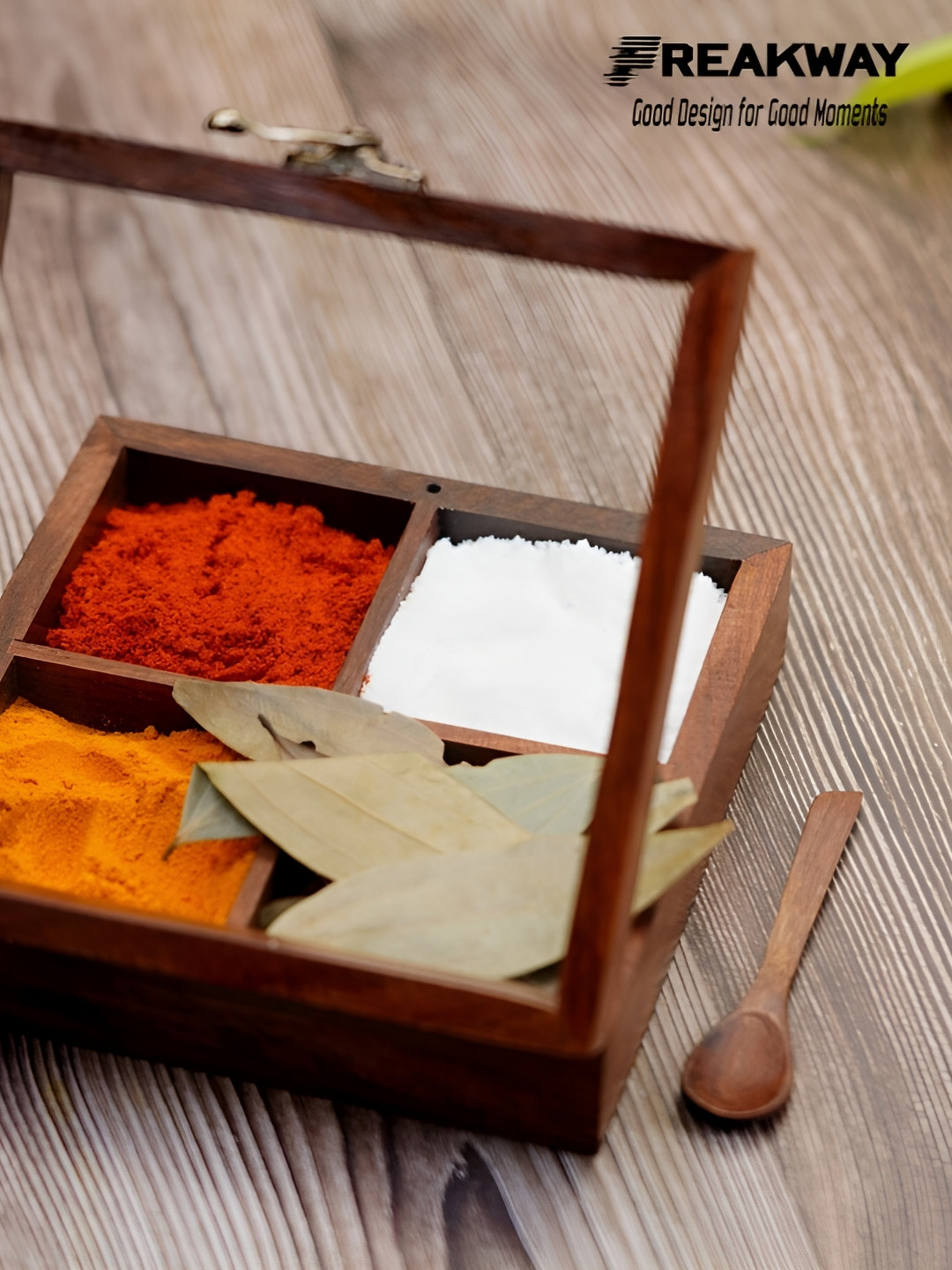 Buy Freakway Brown Wooden Square Spice Box - Spice Box for Unisex ...