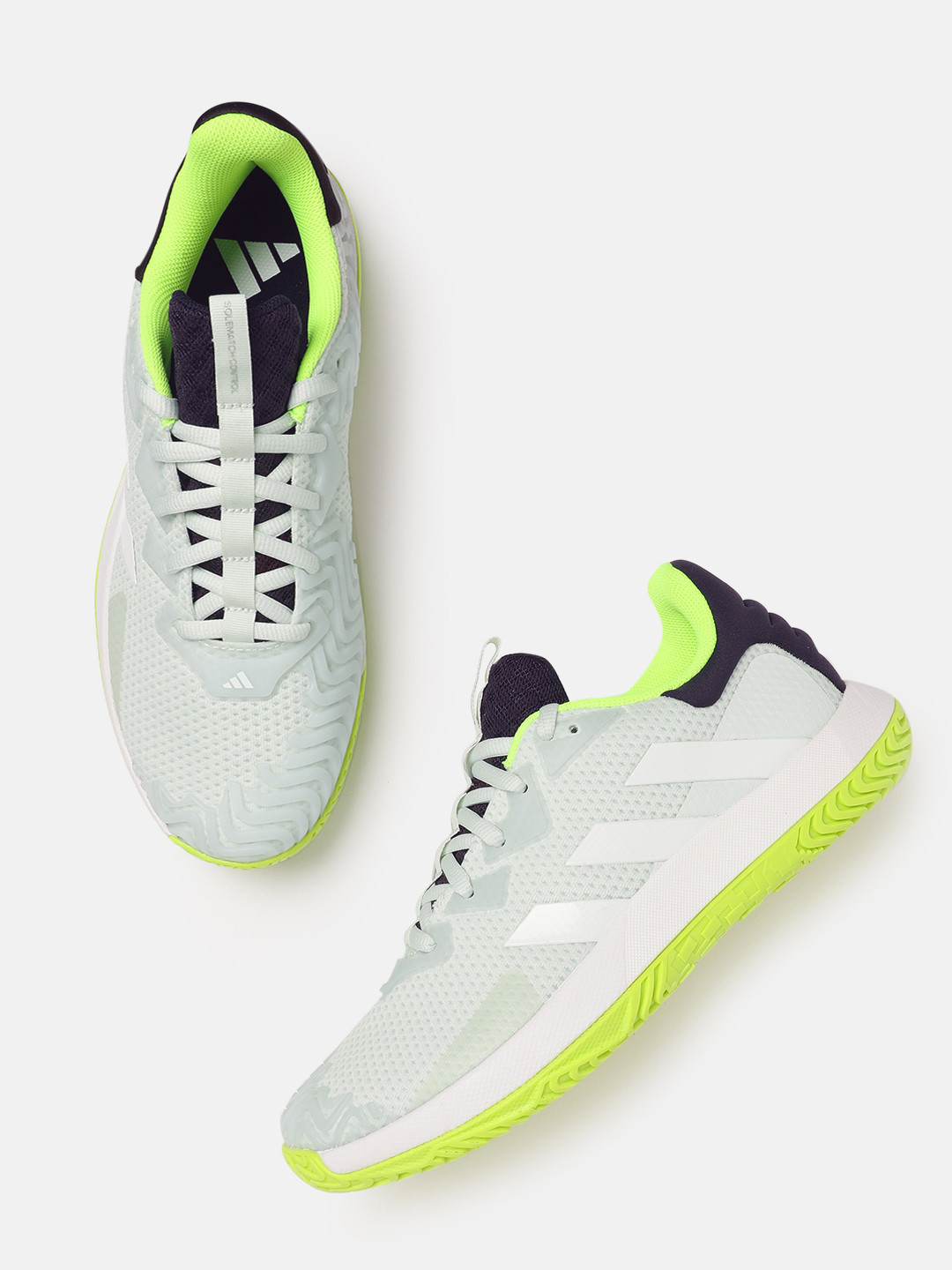 Buy ADIDAS Men Woven Design Round Toe Sole Match Control Tennis Shoes ...