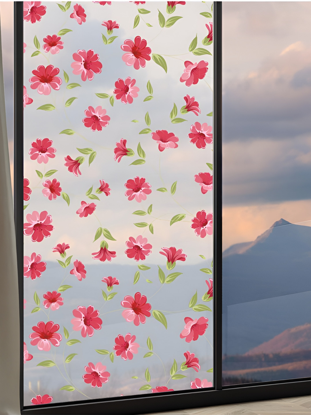Buy CVANU Transparent Red Floral & Botanical Printed Self Adhesive ...