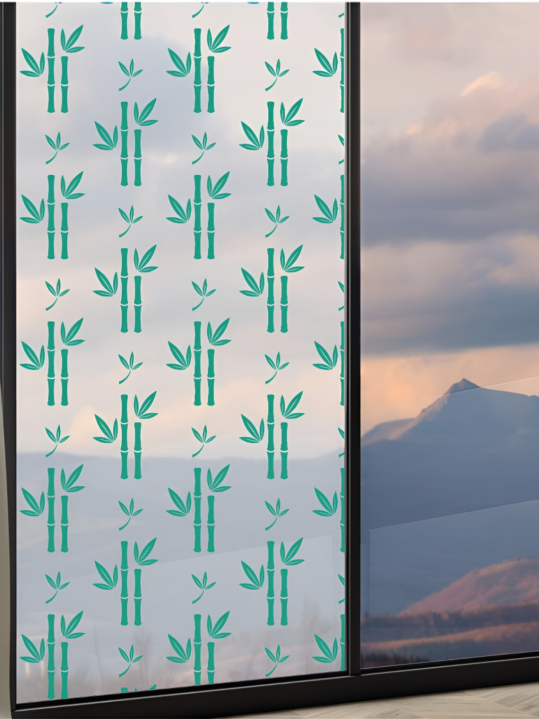 Buy CVANU Transparent Green Leaves Design Waterproof Window Film ...