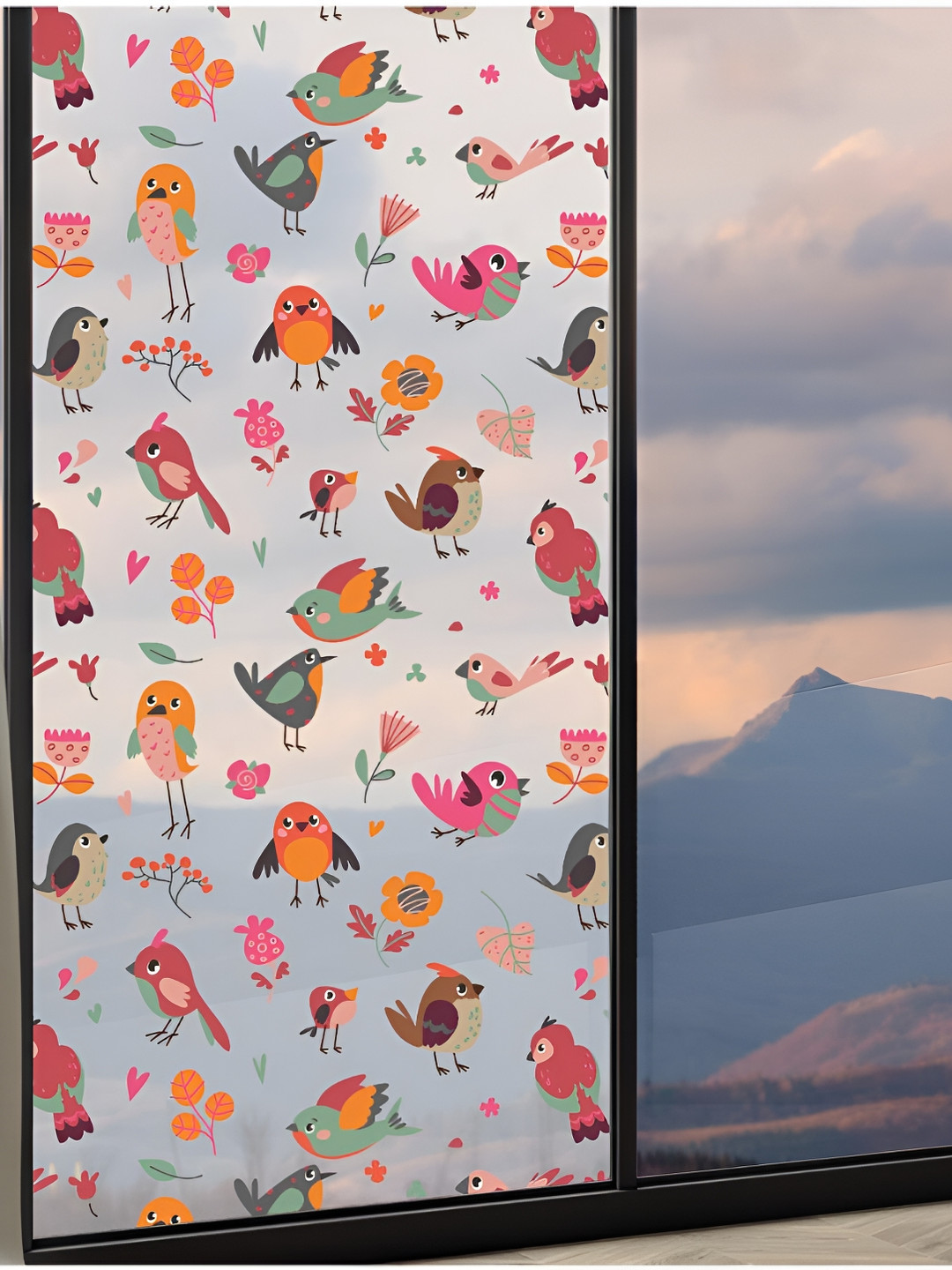 Buy CVANU Transparent & Pink Printed Self Adhesive Window Sticker ...