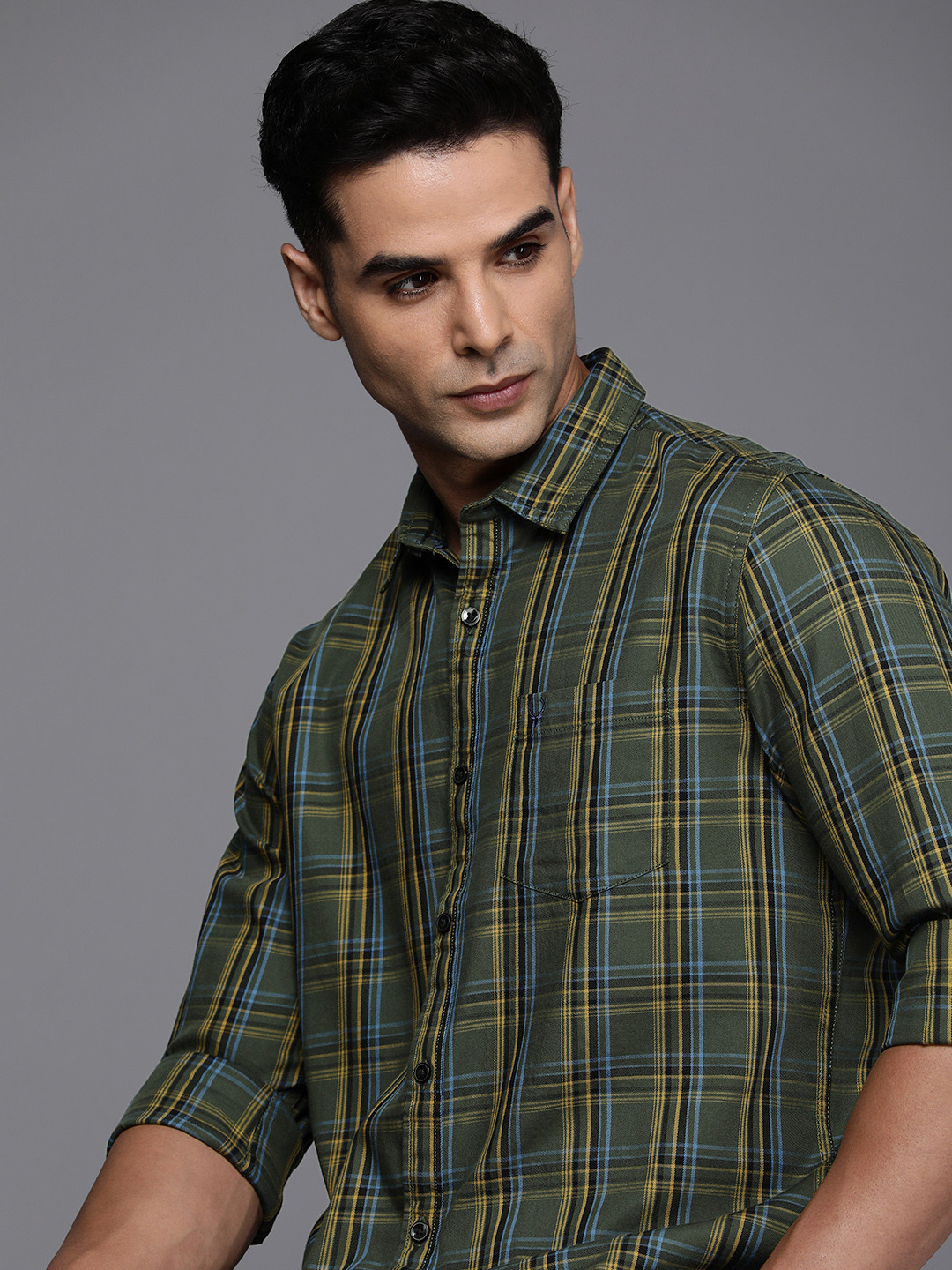 Buy Allen Solly Sport Pure Cotton Custom Slim Fit Checked Casual Shirt ...