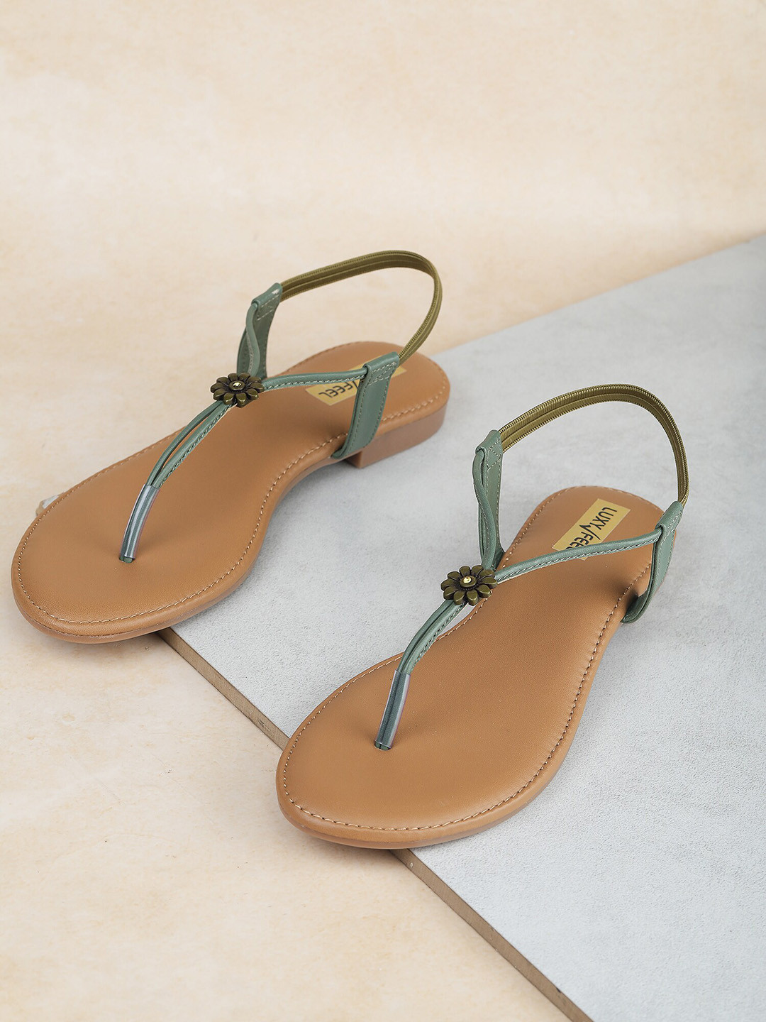 Buy Luxyfeel Embellished T Strap Flats With Backstrap - Flats for Women ...