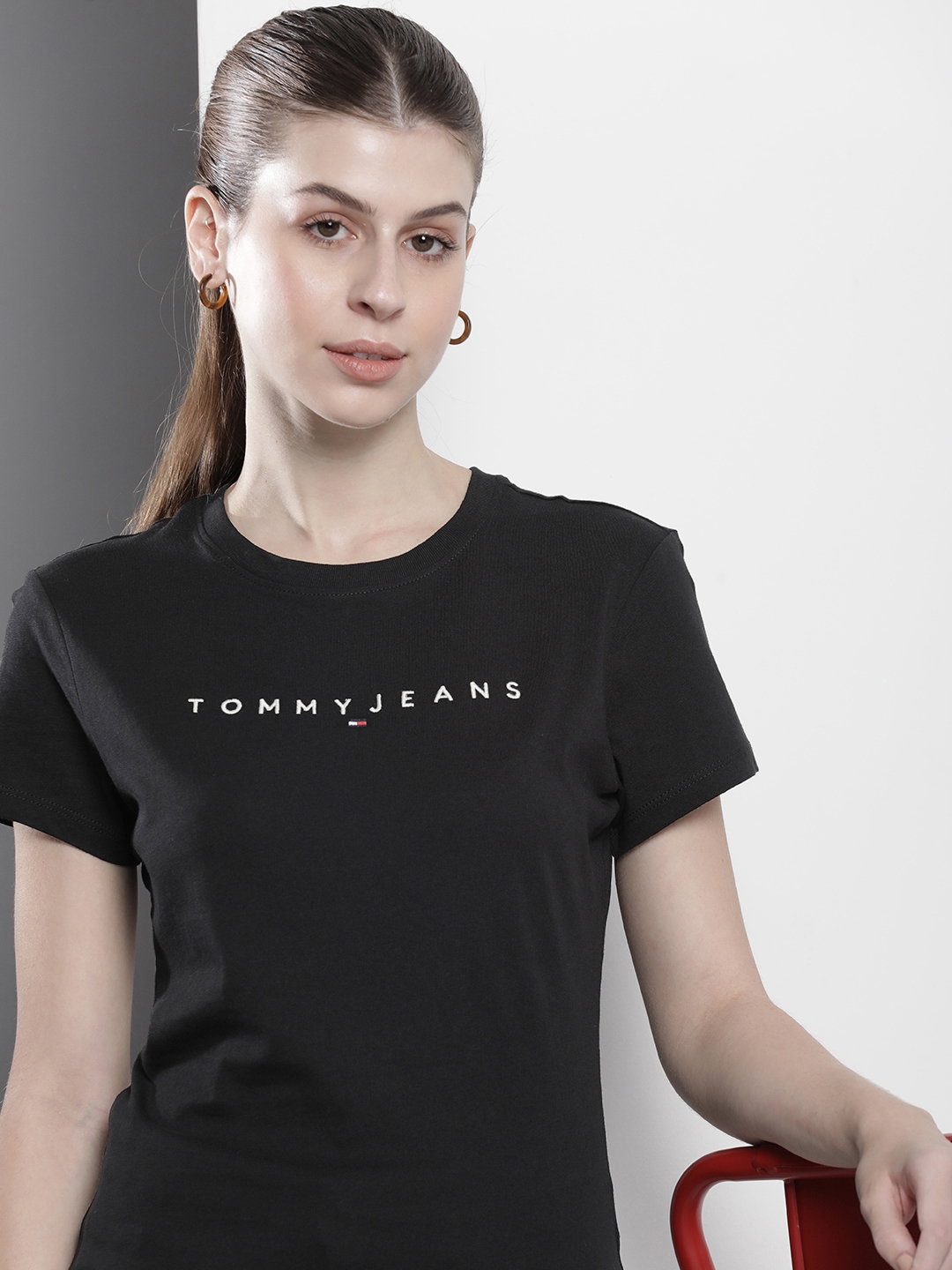 Buy Tommy Hilfiger Brand Logo Printed Pure Cotton Slim Fit T Shirt