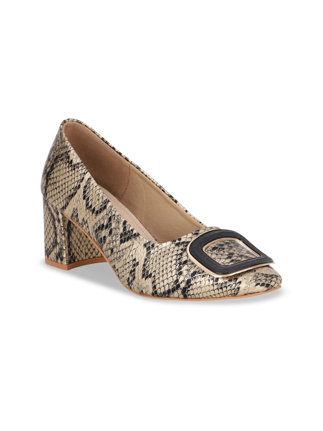Buy Bella Rosa Sleazy Embellished Printed Square Toe Block Pumps ...