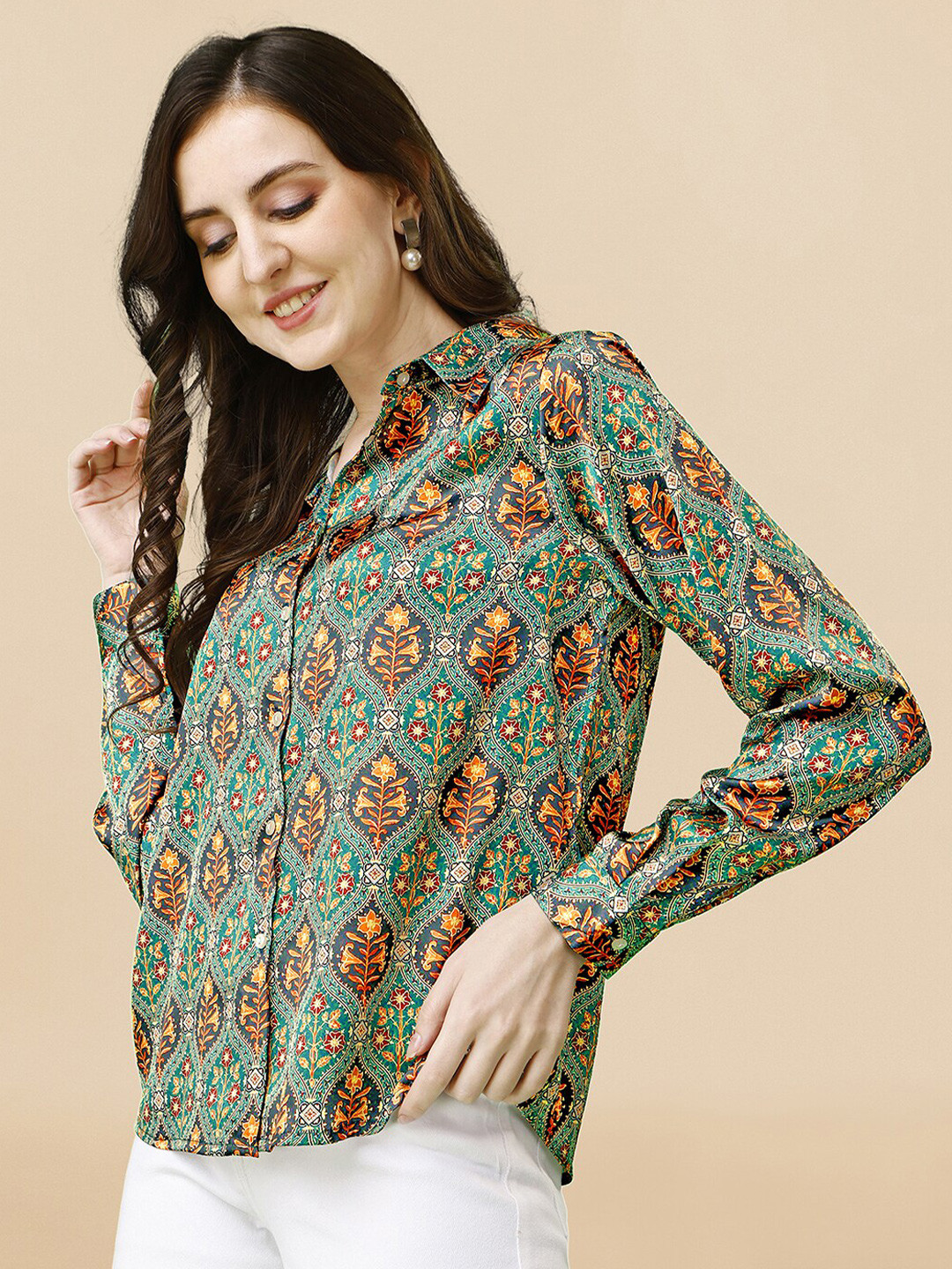 Buy MIRCHI FASHION Relaxed Floral Printed Satin Casual Shirt - Shirts ...