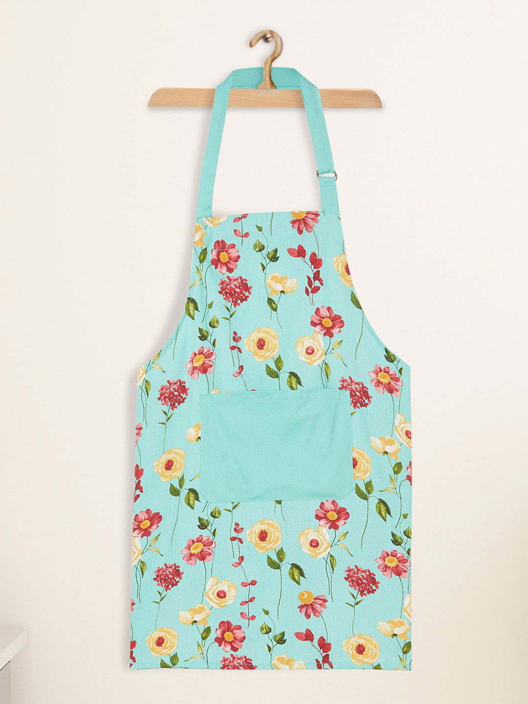 Buy Home Centre Drake Begonia Blue Floral Printed Cotton Apron - Aprons ...