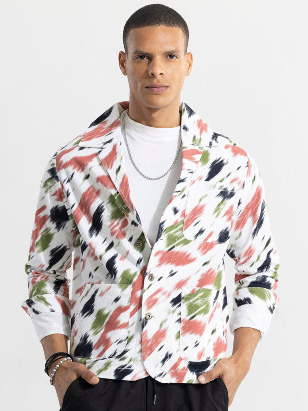 Buy Snitch Pink Classic Boxy Abstract Printed Pure Cotton Casual Shirt ...