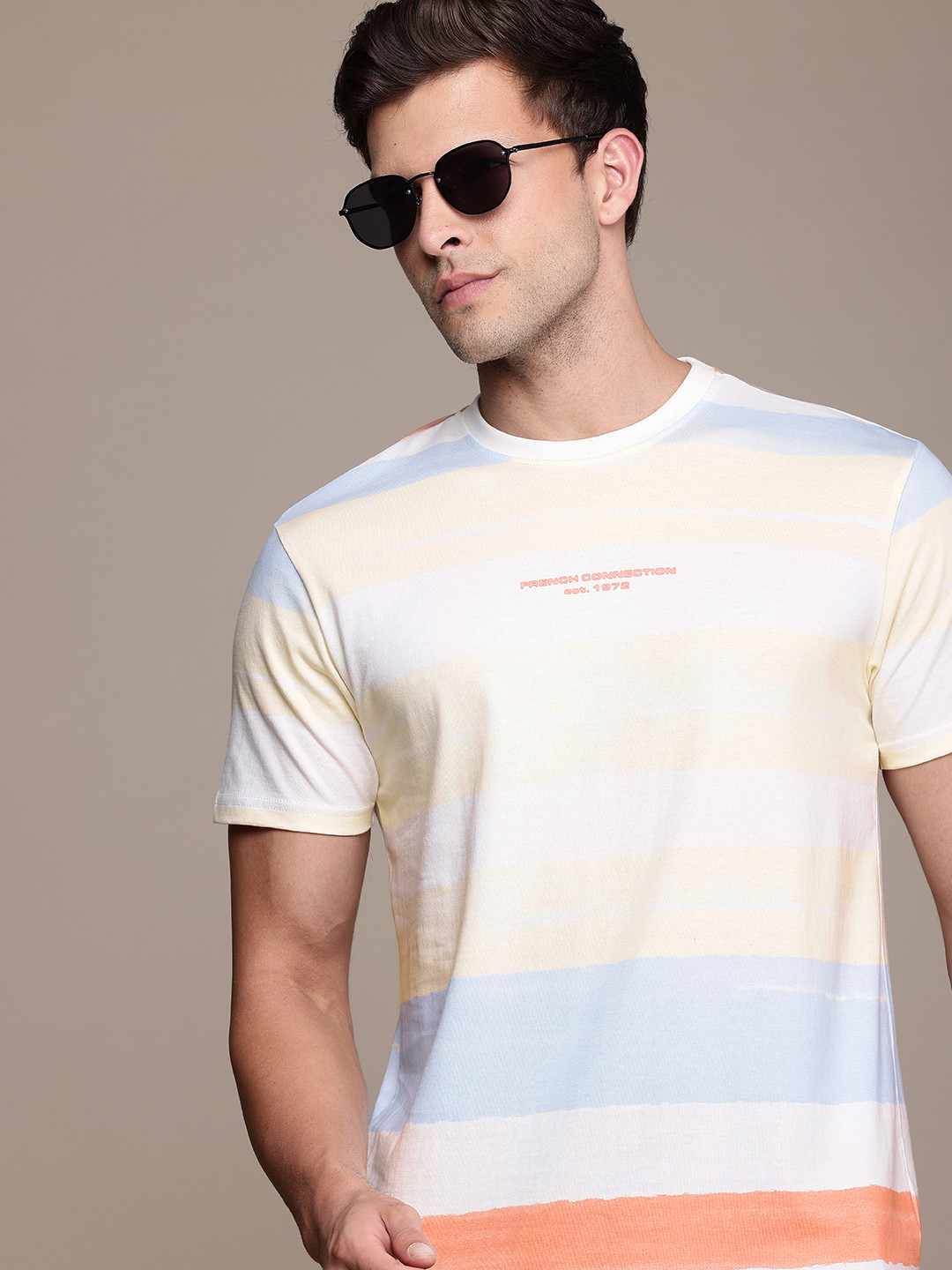 Buy French Connection Striped Pure Cotton T Shirt - Tshirts for Men ...