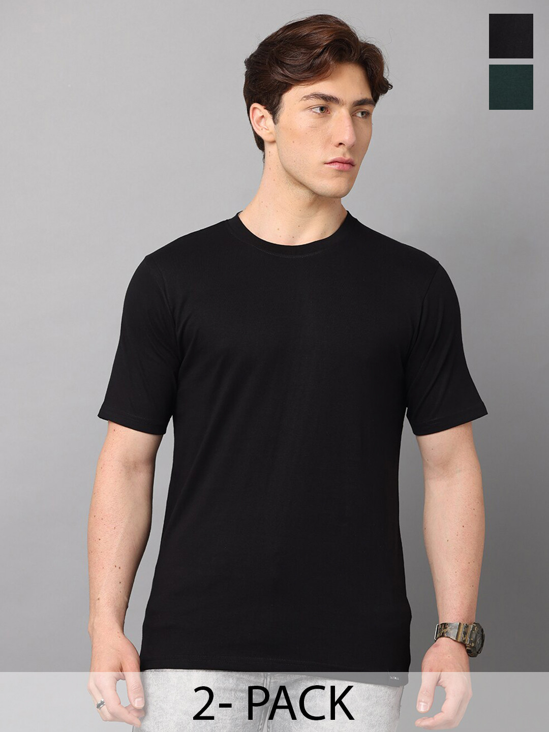Buy SILISOUL Pack Of 2 Bio Finish Regular Fit Pure Cotton T Shirts ...