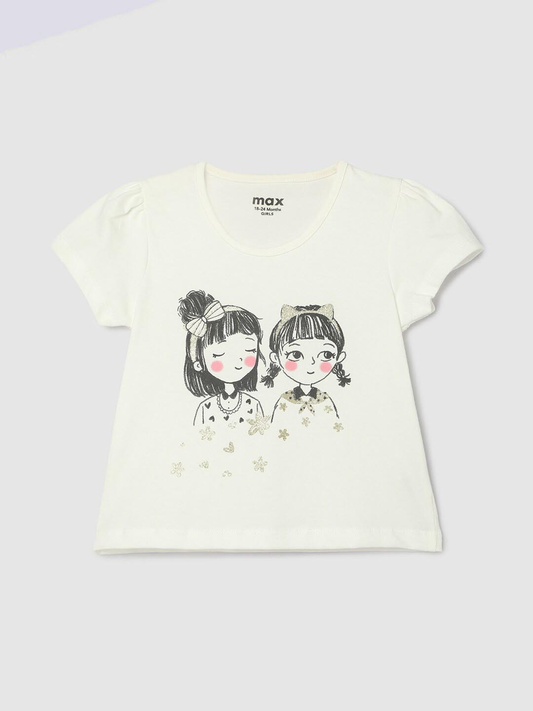 Buy Max Girls Graphic Printed Regular Fit Pure Cotton T Shirt - Tshirts ...