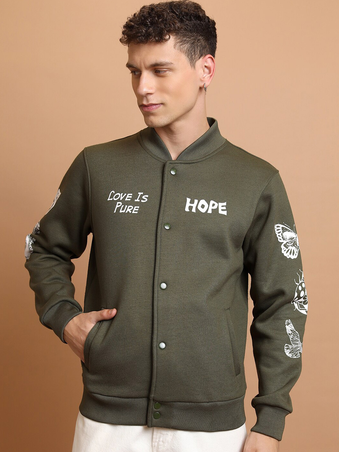 Buy HIGHLANDER Stand Collar Printed Bomber Jacket - Jackets for Men ...