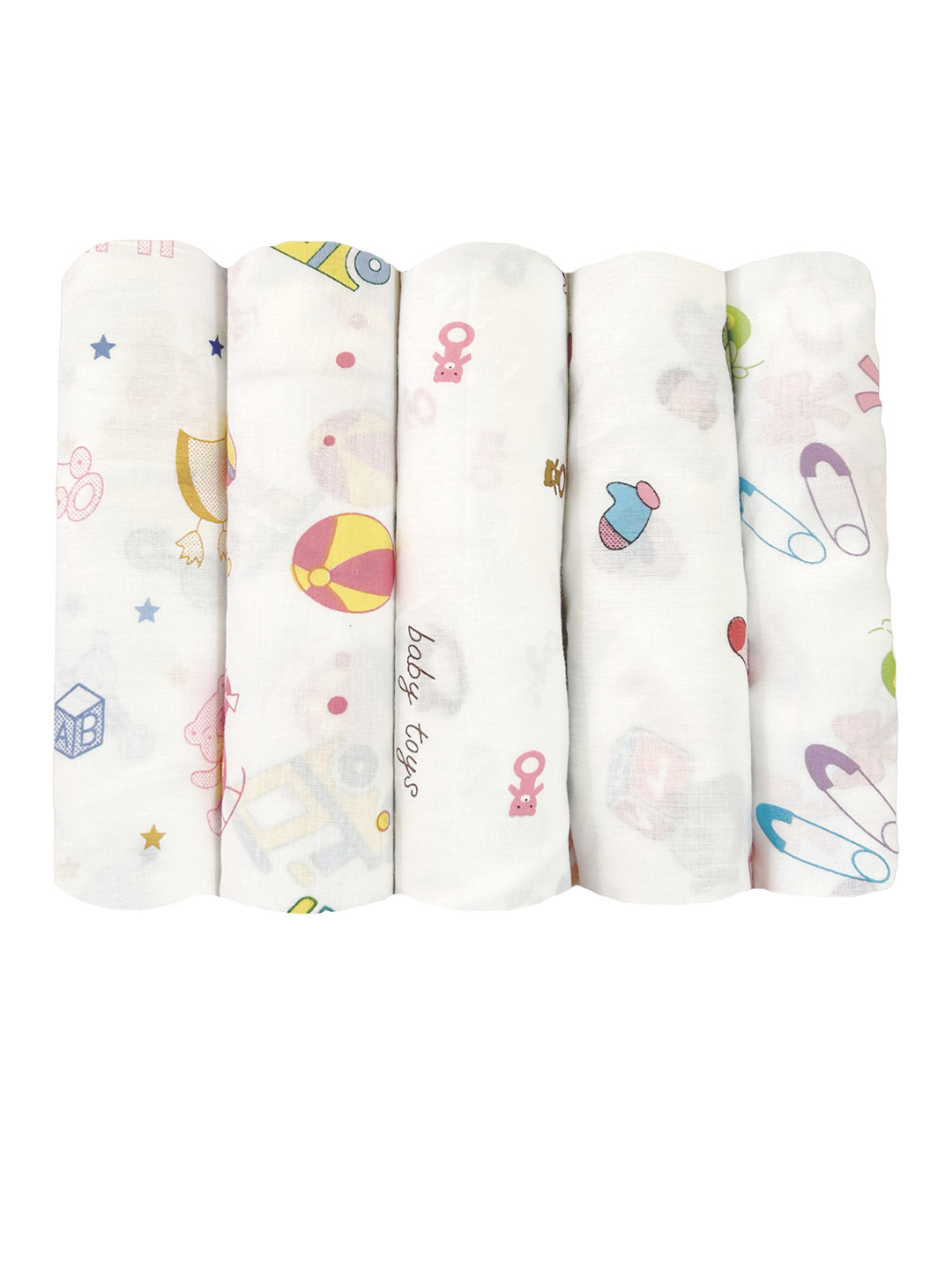 Buy Trance Home Linen Nursery Prints Set Of 5 Cotton Baby Swaddle Wrap ...