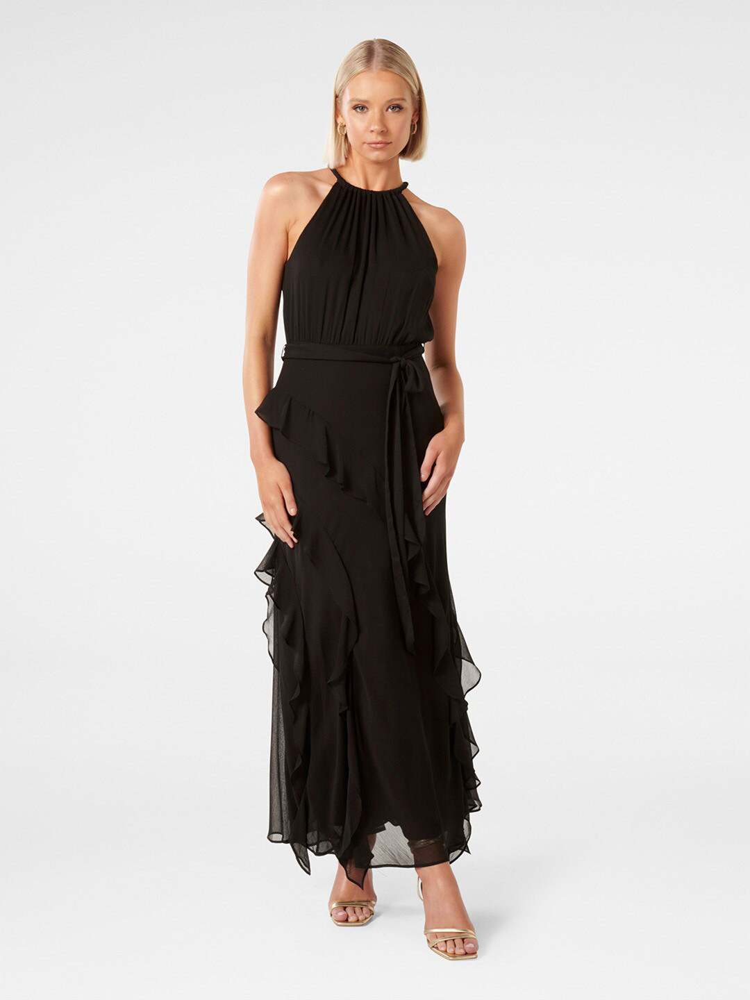 Buy Forever New High Neck Ruffles Maxi Dress - Dresses for Women ...