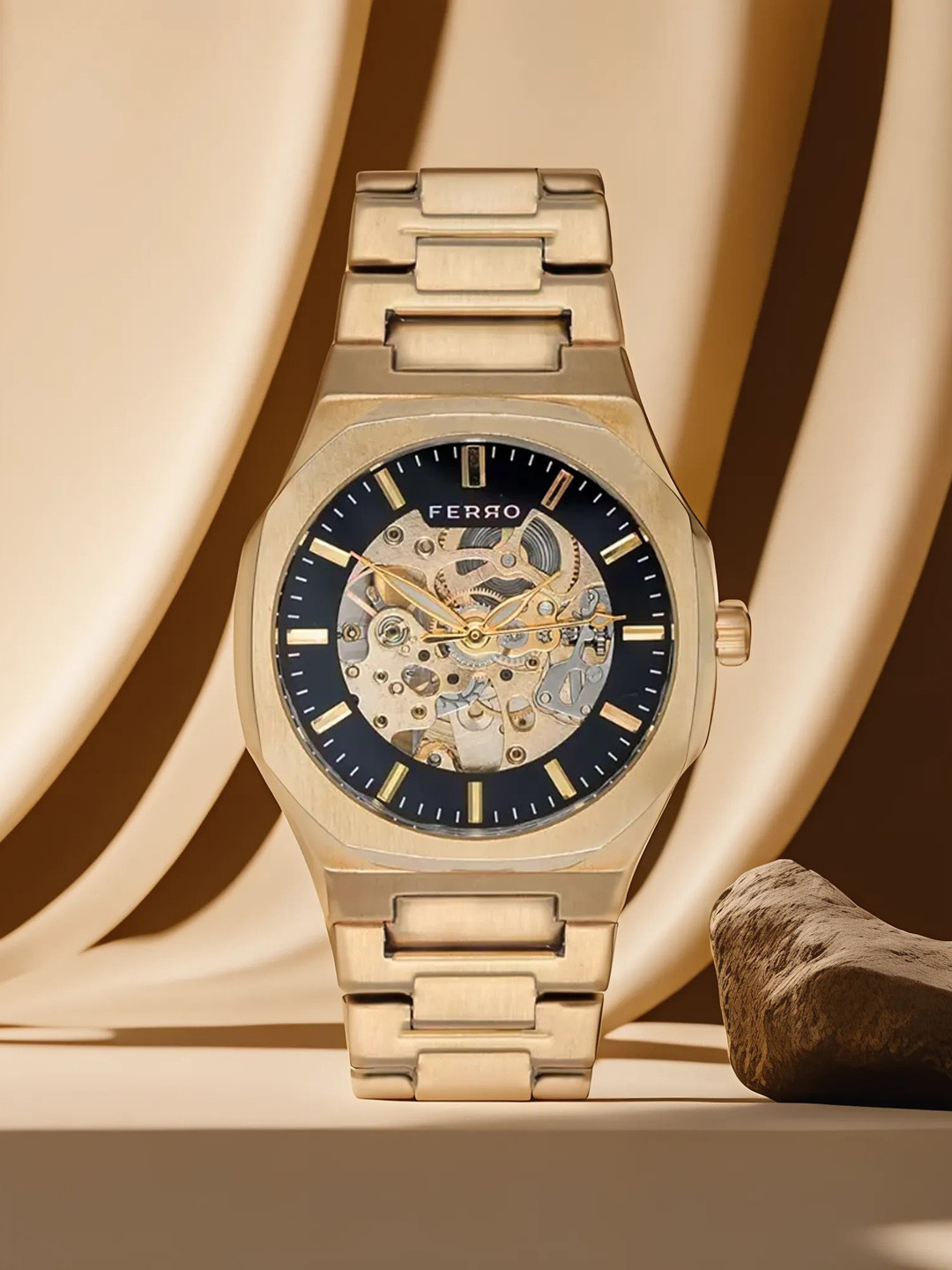 Buy Ferro Men Stainless Steel Bracelet Style Straps Analogue Glow In ...