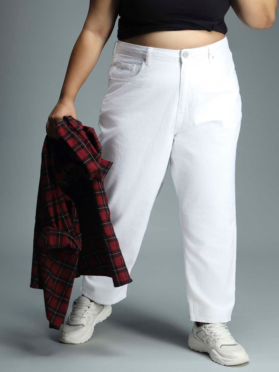 Buy Freeform By High Star Women Plus Size Mom Fit High Rise Pure Cotton ...