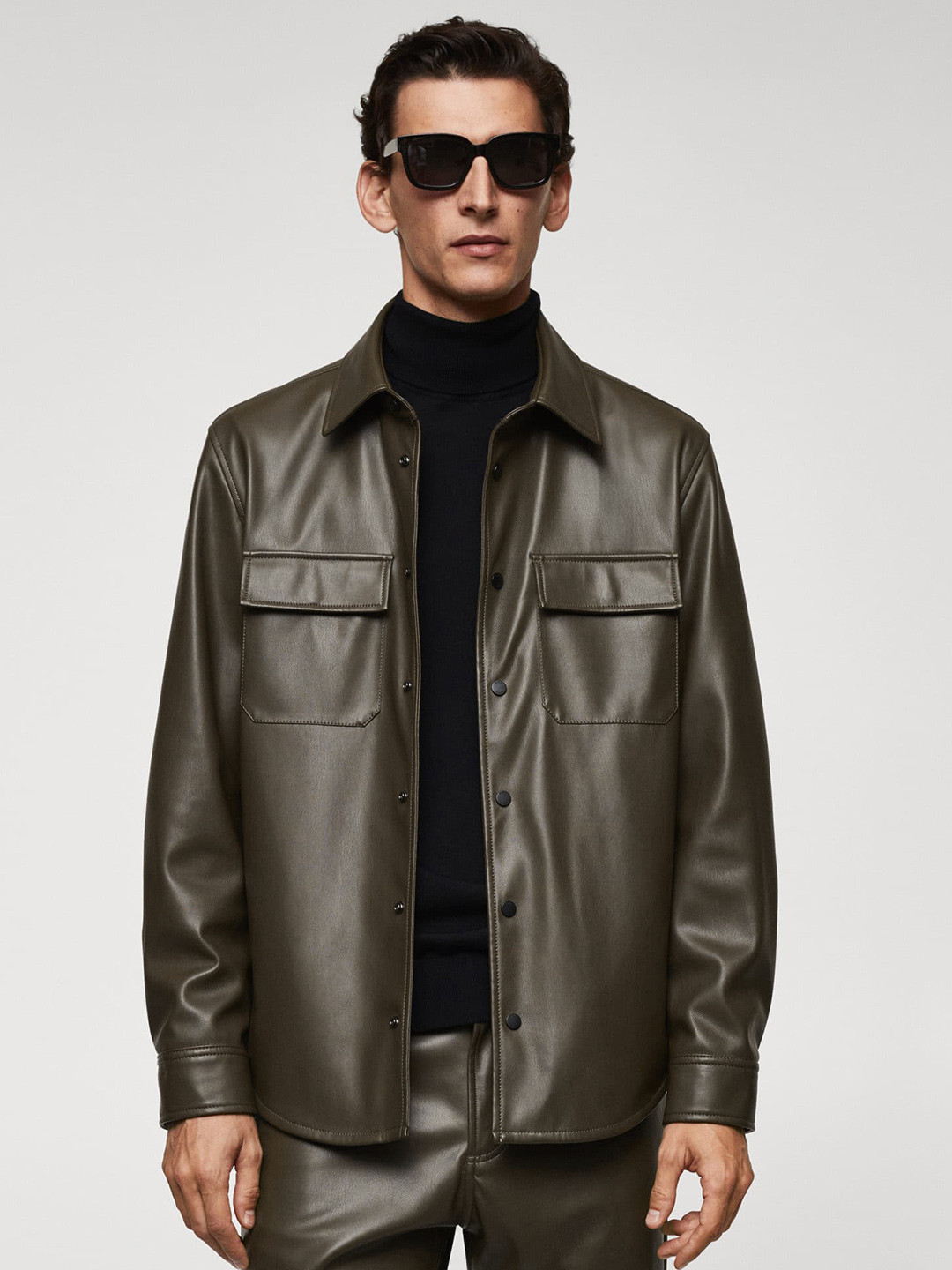 Buy MANGO MAN Faux Leather Shacket - Shackets for Men 26569018 | Myntra