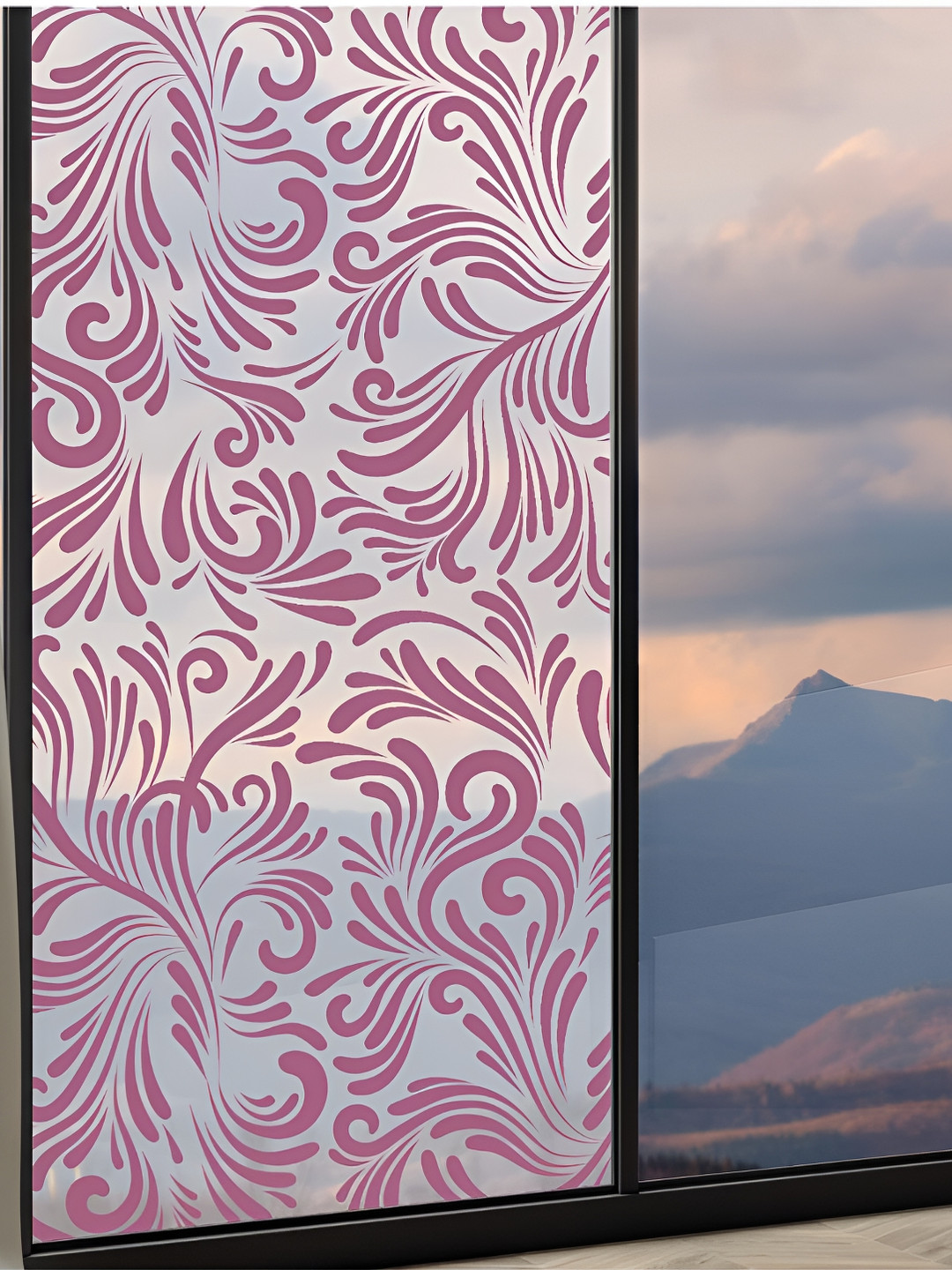 Buy CVANU Transparent & Mauve Printed Self Adhesive Window Stickers ...