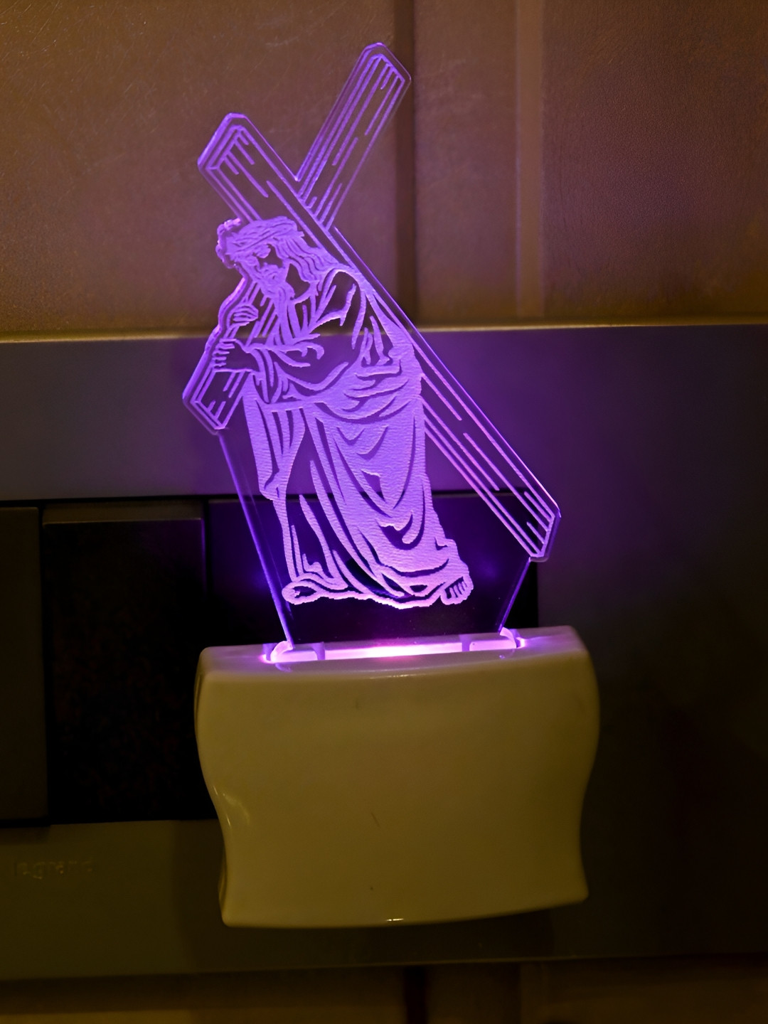 Buy Afast Purple White Jesus Christ Abstract Acrylic LED Night Wall ...