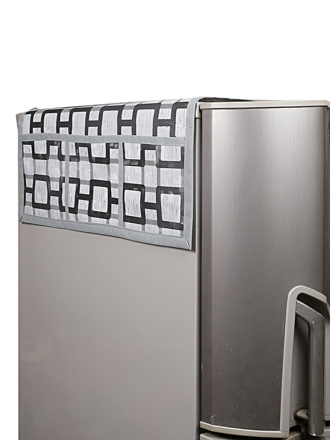 Buy Dakshya Industries White & Grey Printed Refrigerator Covers ...