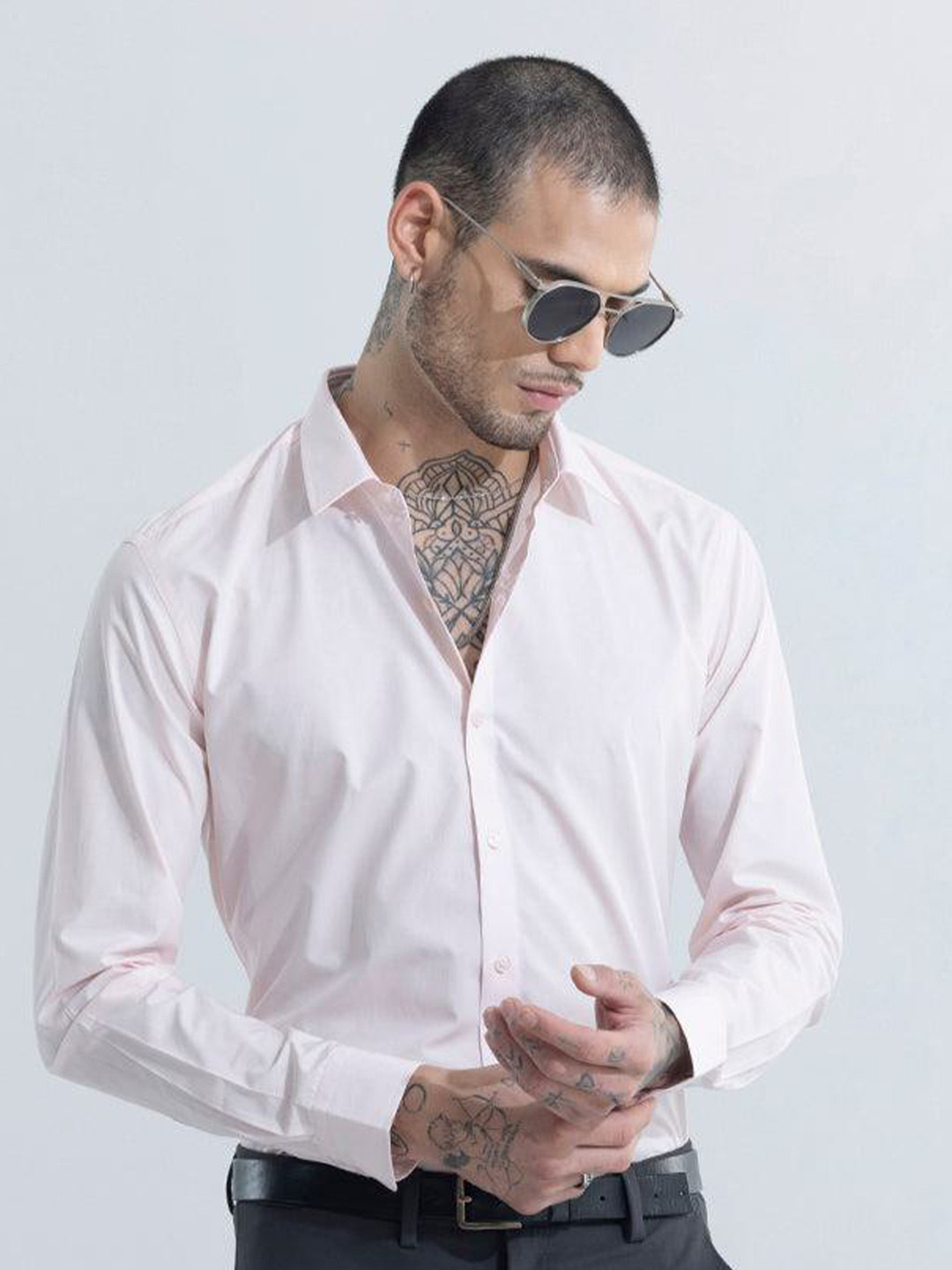 Buy Snitch Pink Classic Slim Fit Cotton Formal Shirt - Shirts for Men ...
