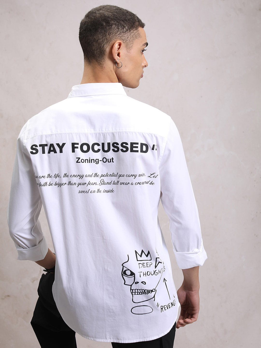 Buy KETCH White Slim Fit Typography Printed Cotton Casual Shirt ...