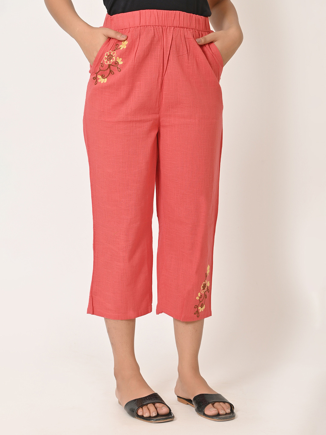Buy BAESD Women Embroidered Mid Rise Cotton Culottes - Trousers for ...